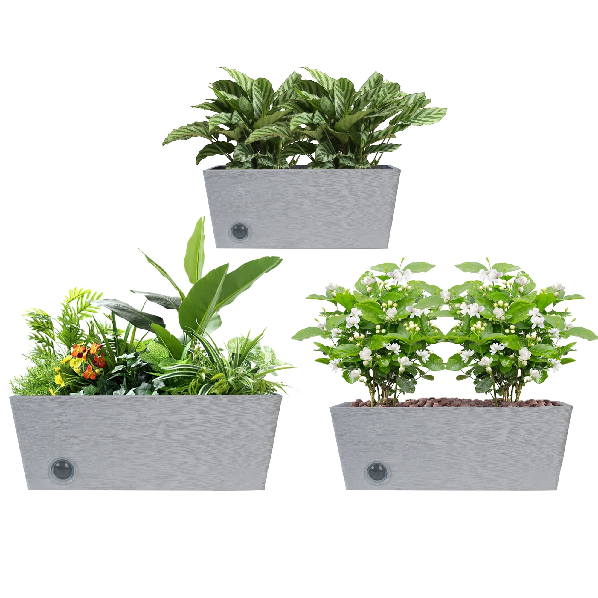 GreenShip Self-Watering Rectangular Wall Hanging Plant Pots for Indoor ...