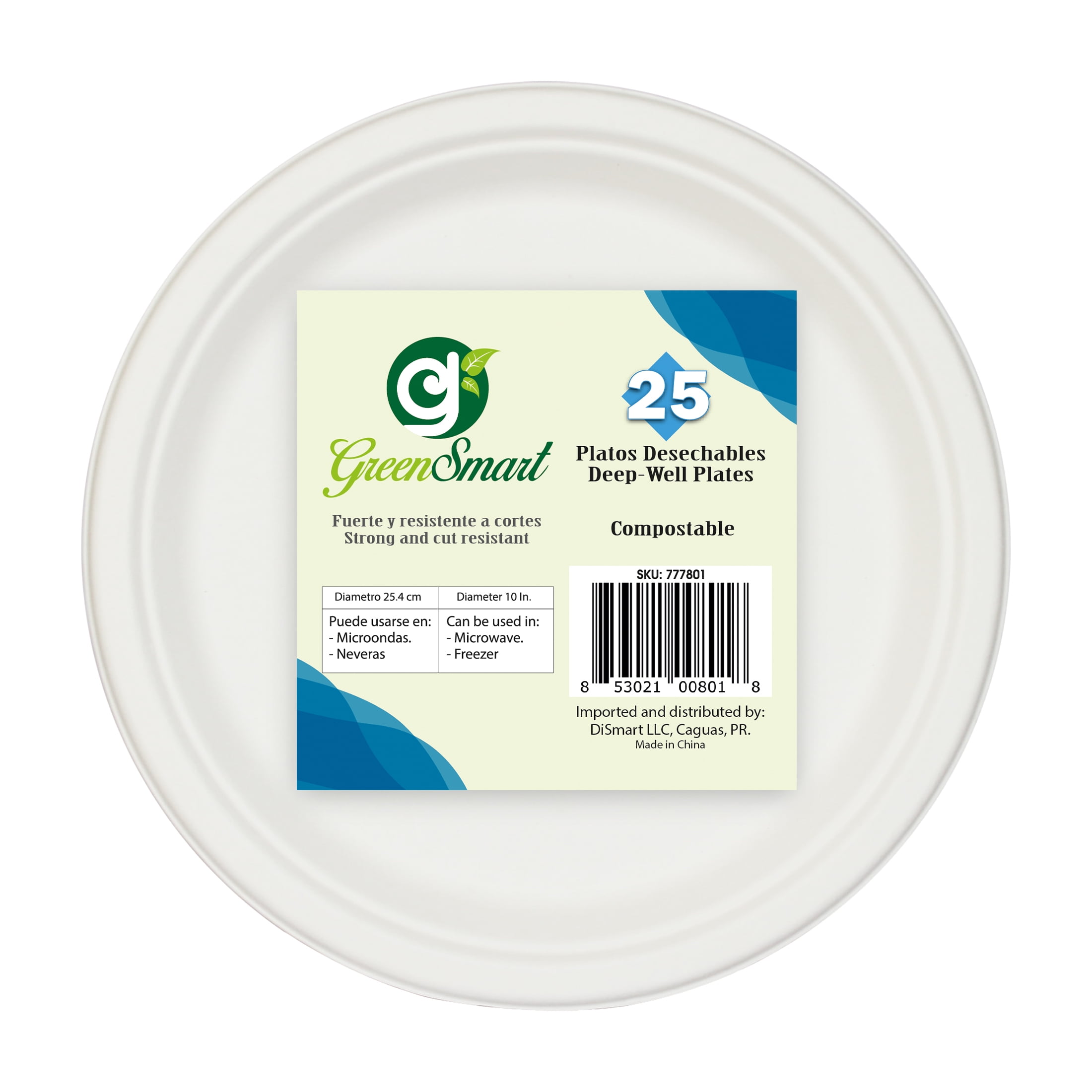 GreenSmart Compostable Round Plates Disposable Paper Plates, 10", White ...