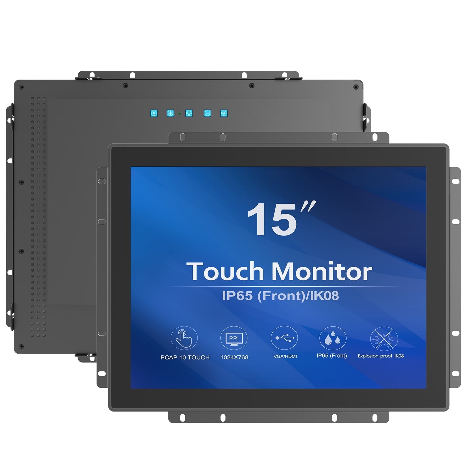 GreenTouch 15" Open-Frame Touchscreen LCD Monitor,Capacitive PCAP,1024x768,Black,1000 Nits High ...