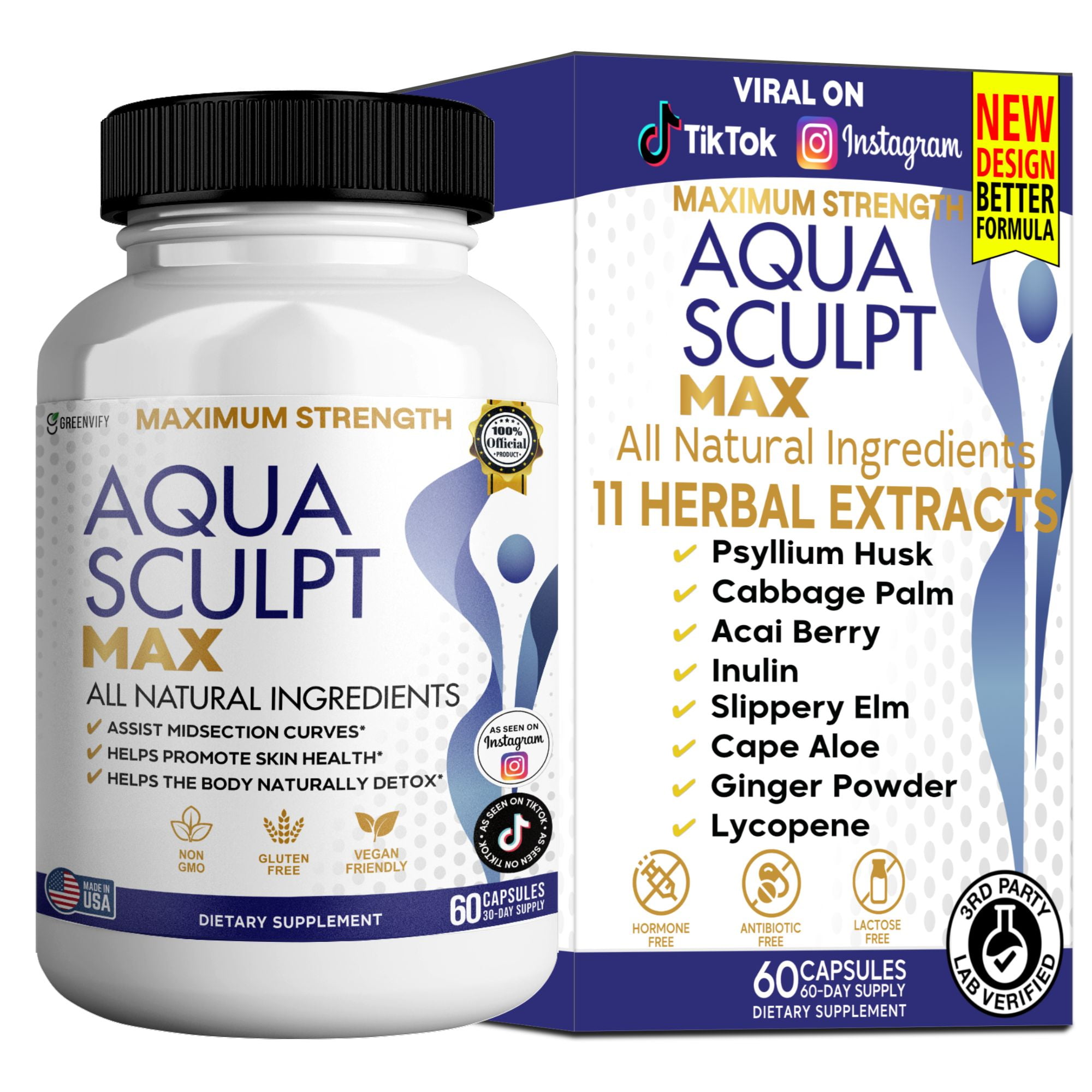GreenVify Aqua Sculpt Max Water Balance Support, 60 Capsules - Walmart.com