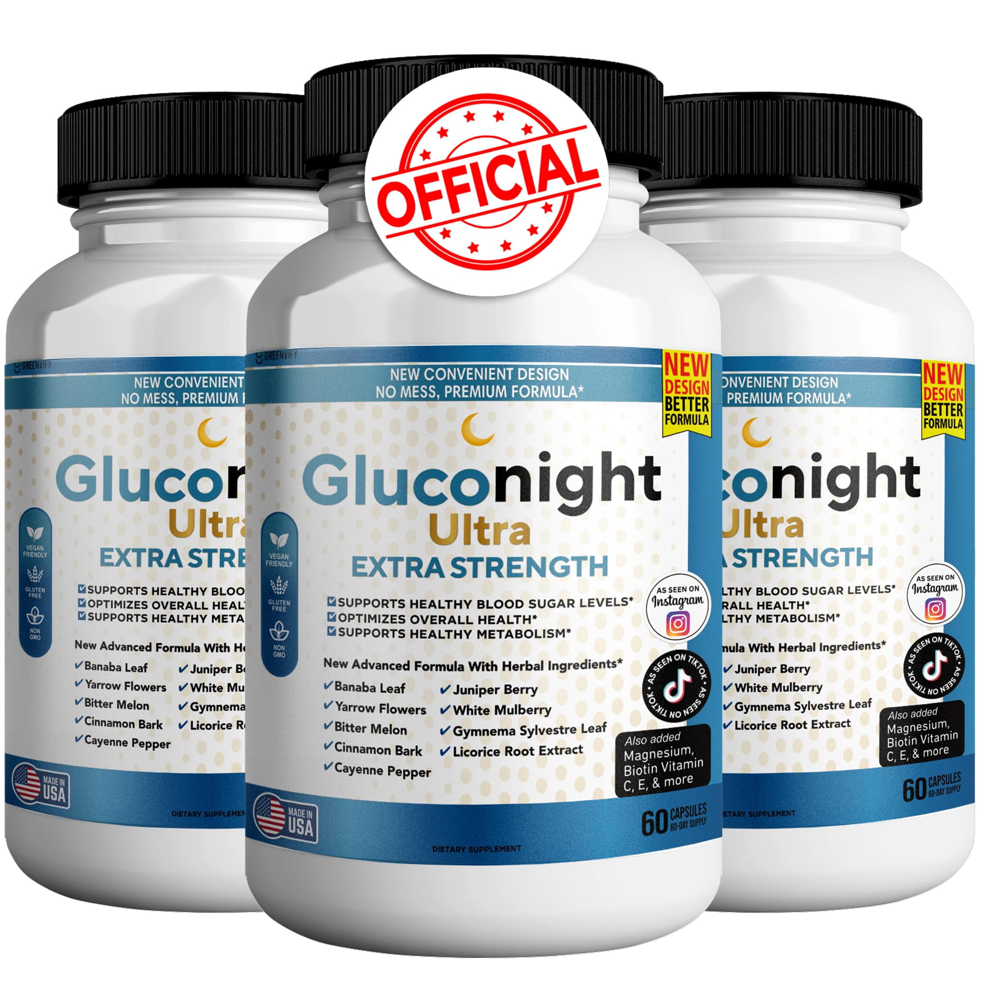 REENVIFY Gluconight Ultra Extra Strength – Herbal Blood Sugar Support ...