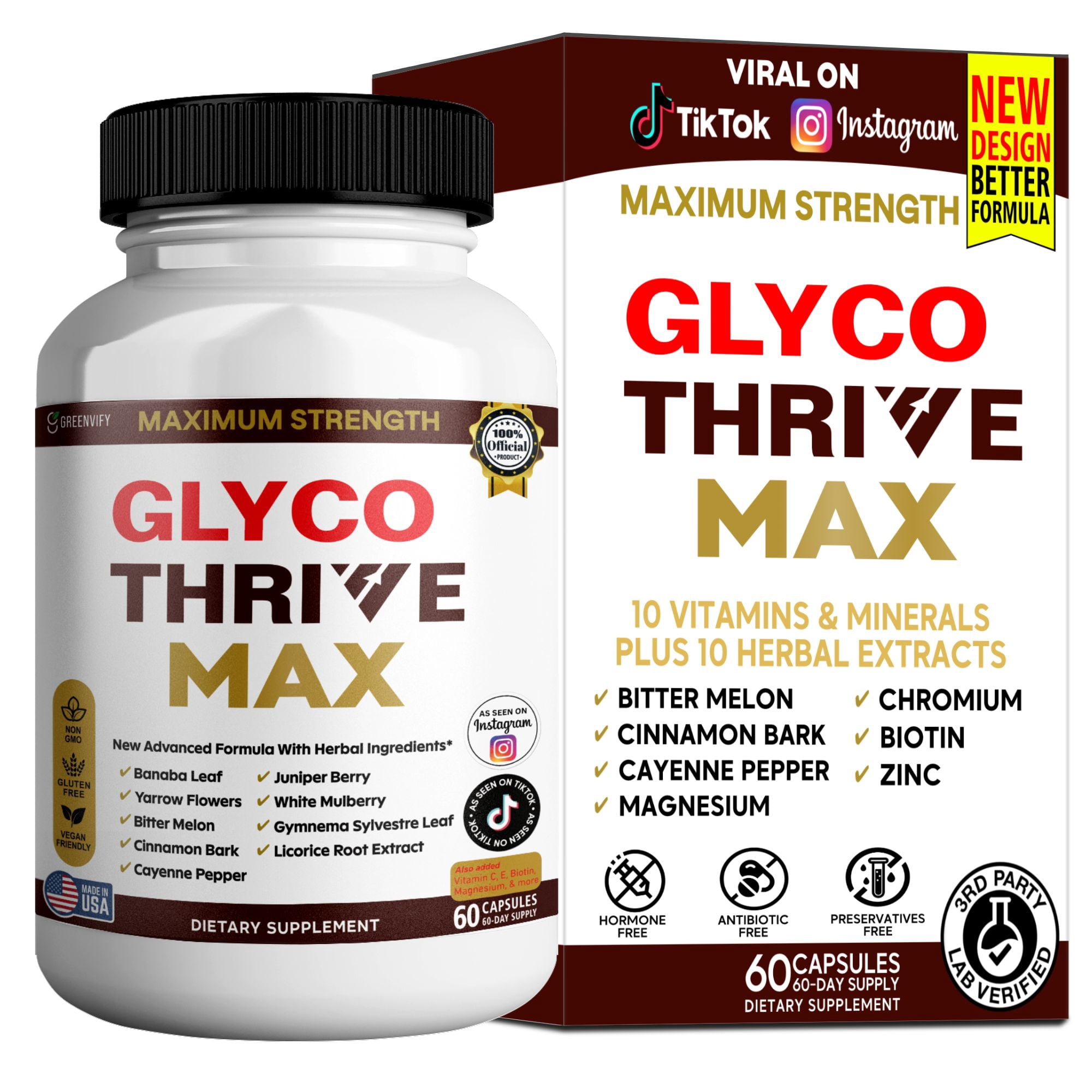 GreenVify Glyco Thrive Max Metabolic Support Supplement Capsules for ...