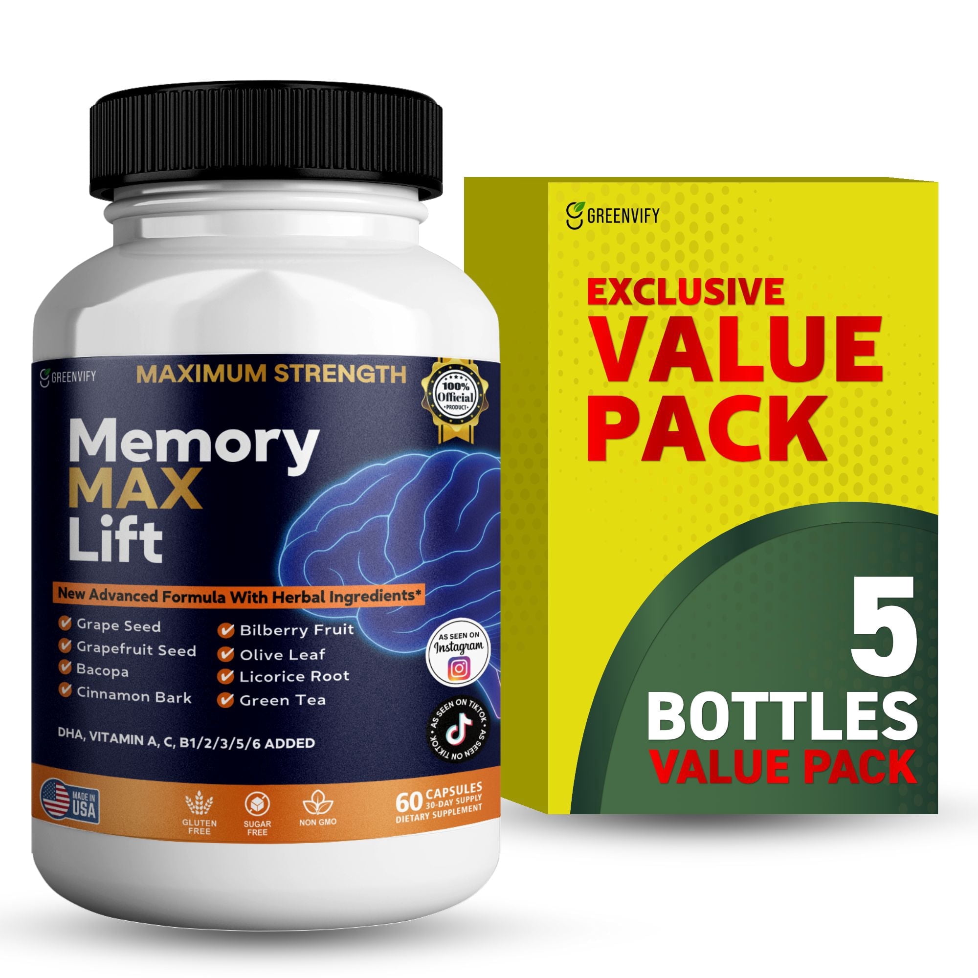 GreenVify Memory Max Lift Brain & Memory Support Supplement - Walmart.com