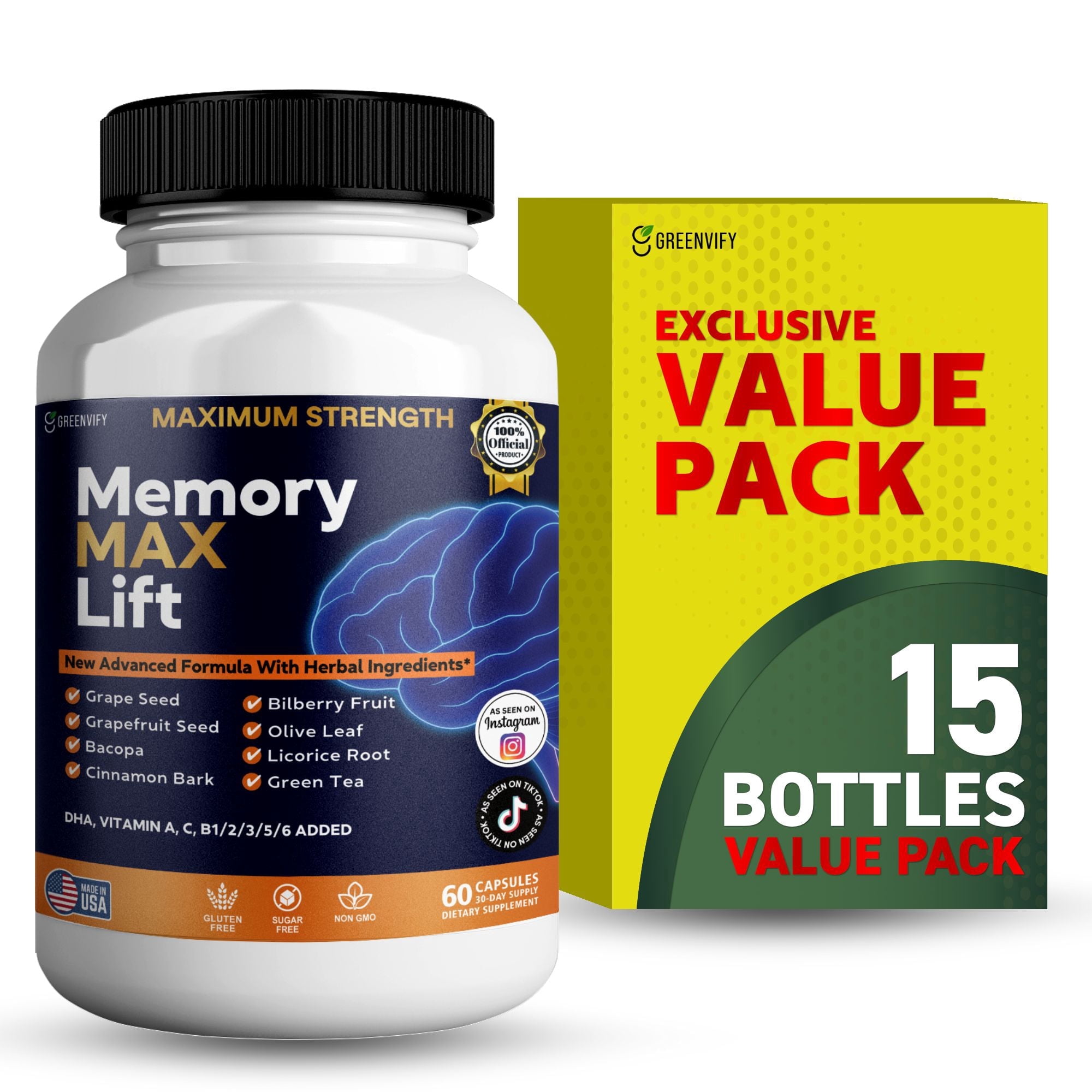 GreenVify Memory Max Lift Brain & Memory Support Supplement - Walmart.com