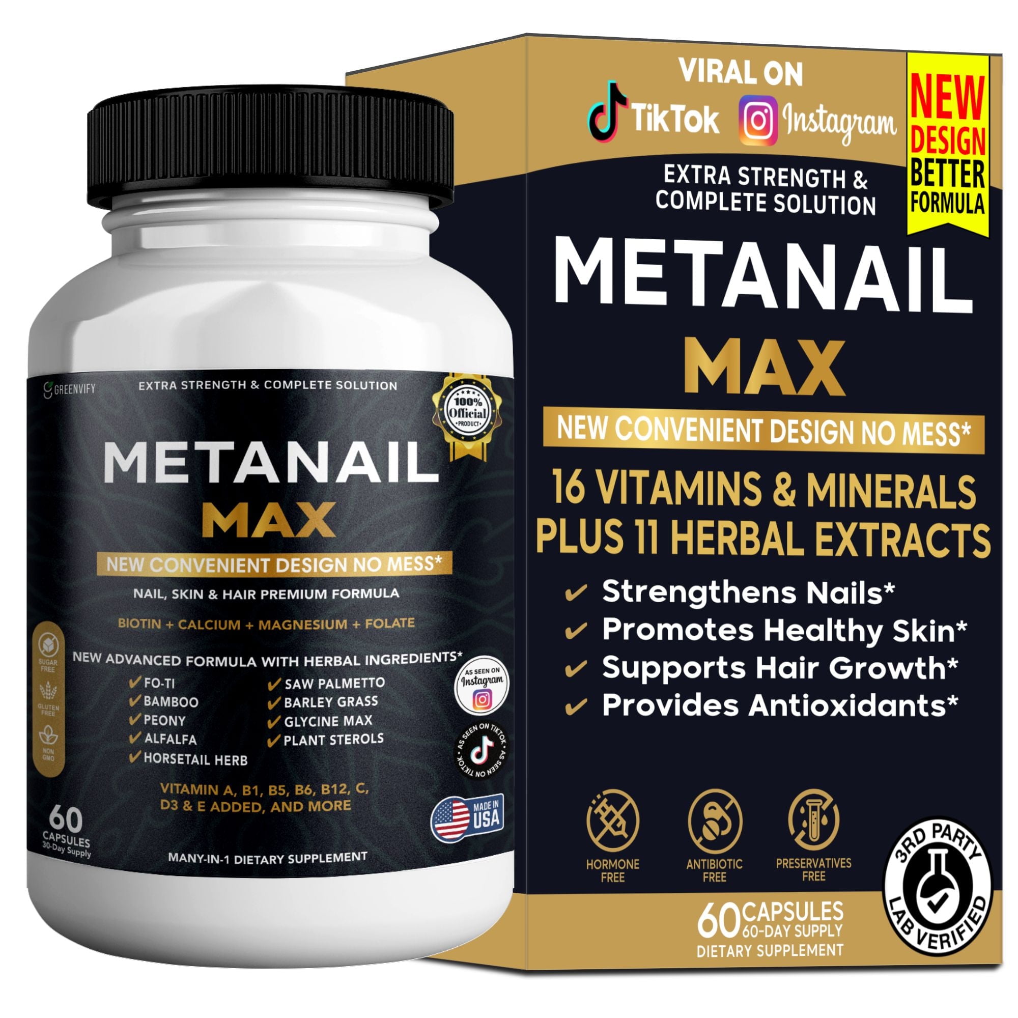 GreenVify Metanail Max Nail Health Support Supplement, 60 Capsules ...