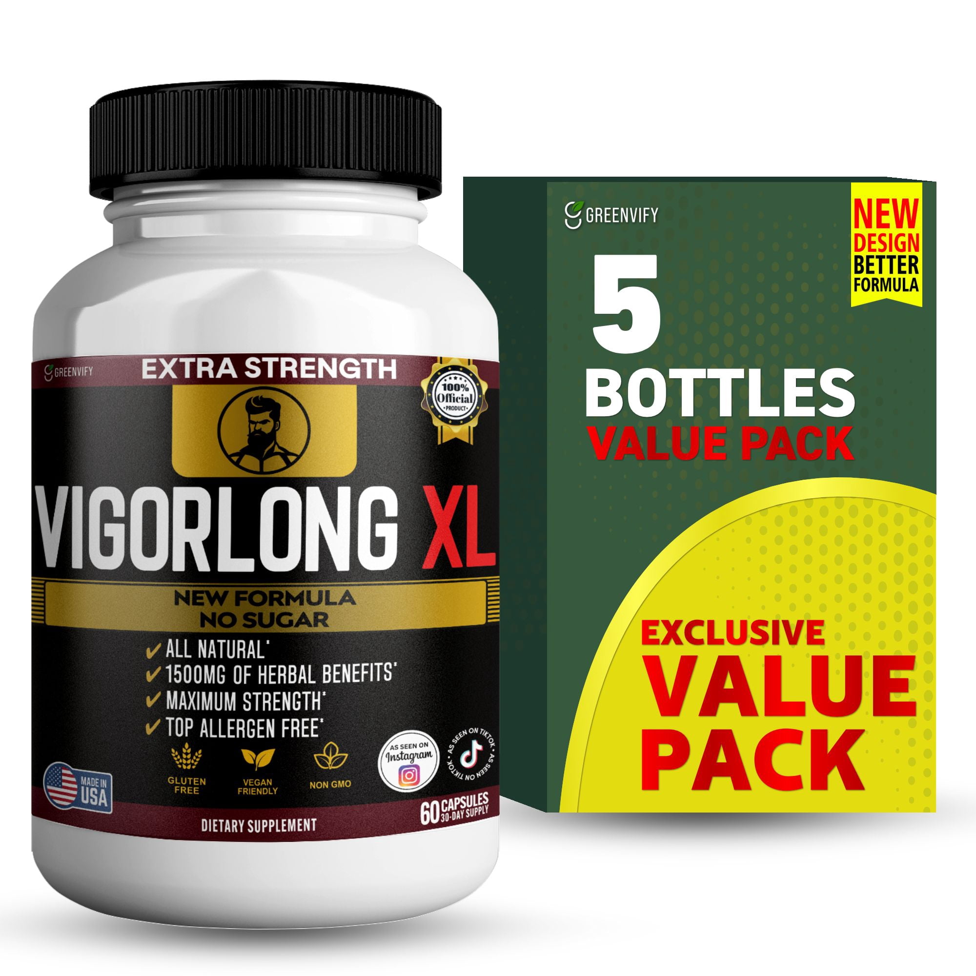 GreenVify Vigorlong XL Men’s Vitality Support - Walmart.com