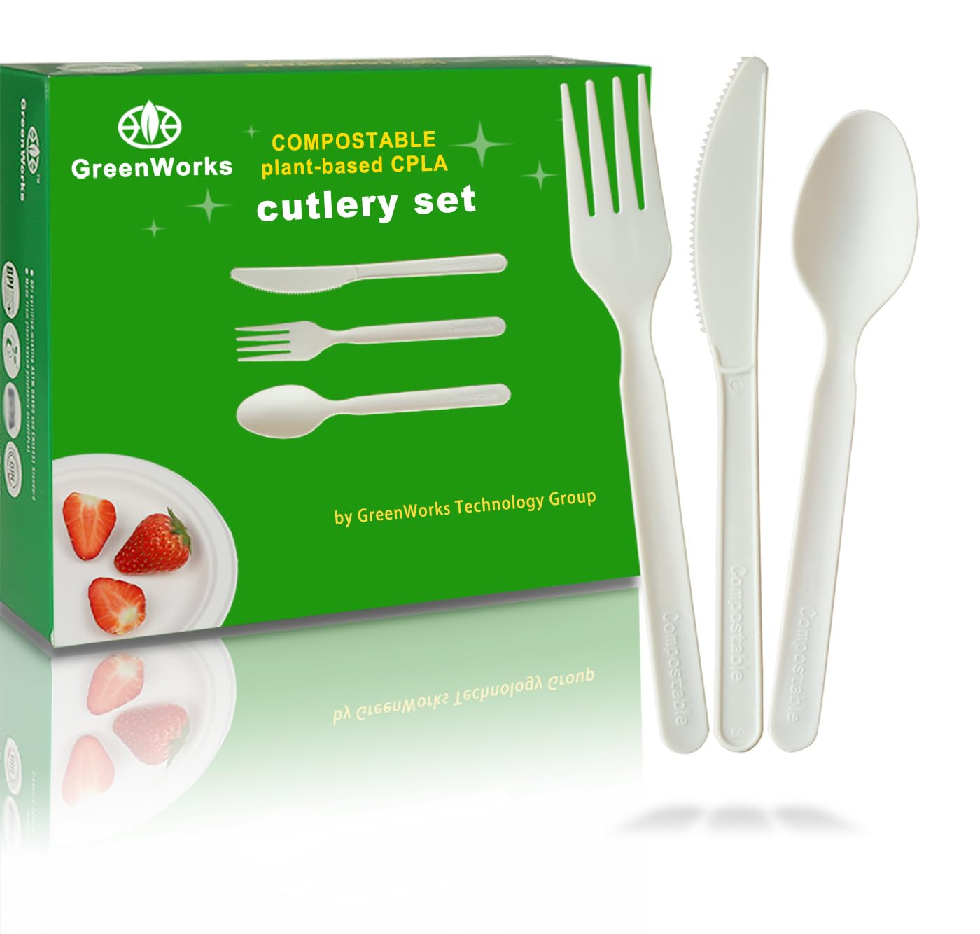 GreenWorks 150 Count 7" Heavy-duty Compostable AFN1Utensils,50 Forks 50 ...