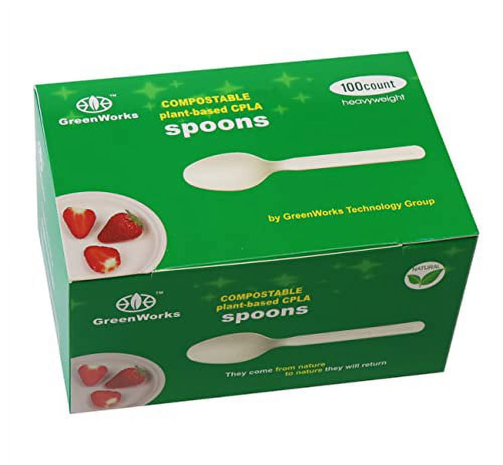 GreenWorks Compostable Spoons,100 Count 7" Heavyweight Disposable ...