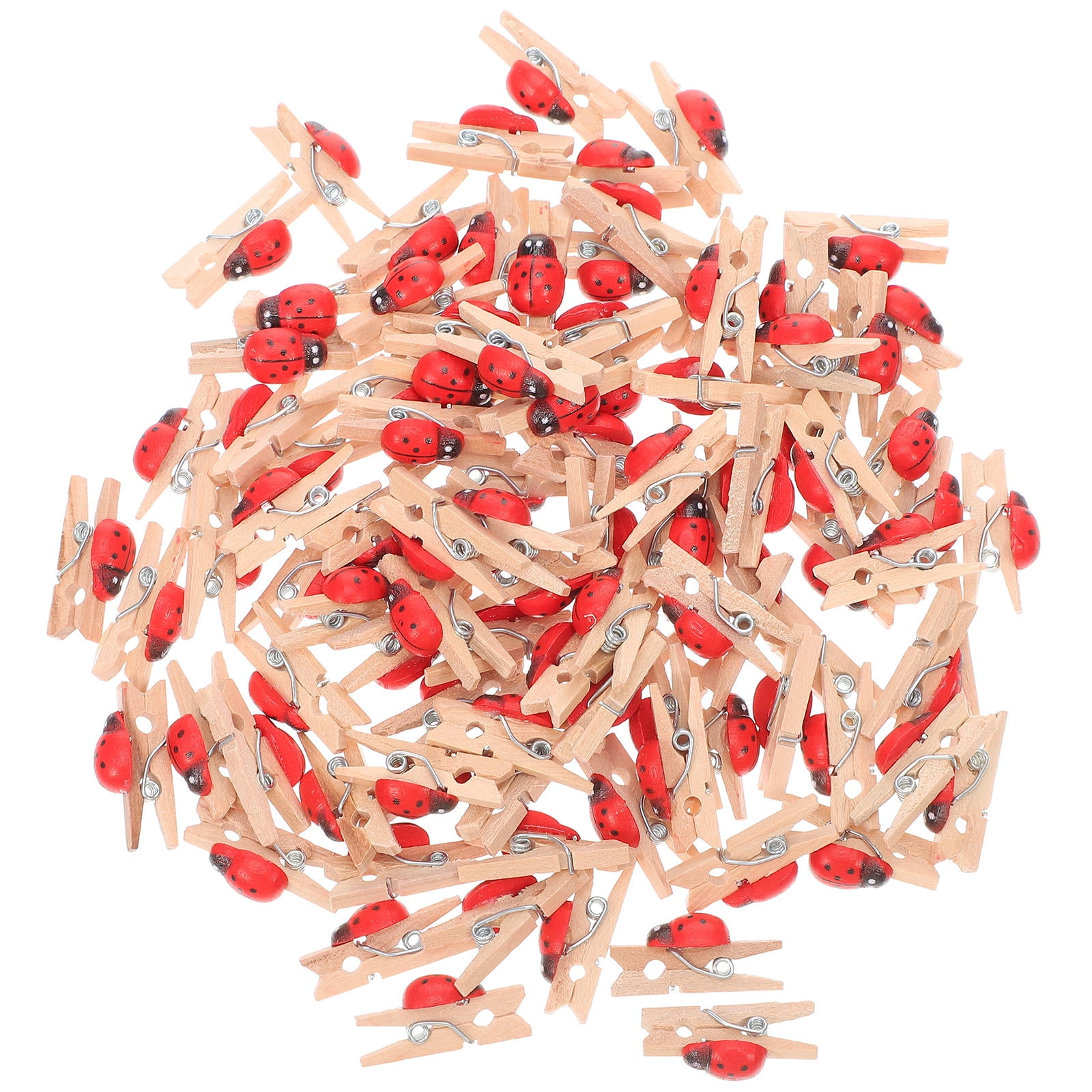 Greenadscape 100Pcs Mini Clothes Pegs Wooden Photo Clips Red Handmade ...