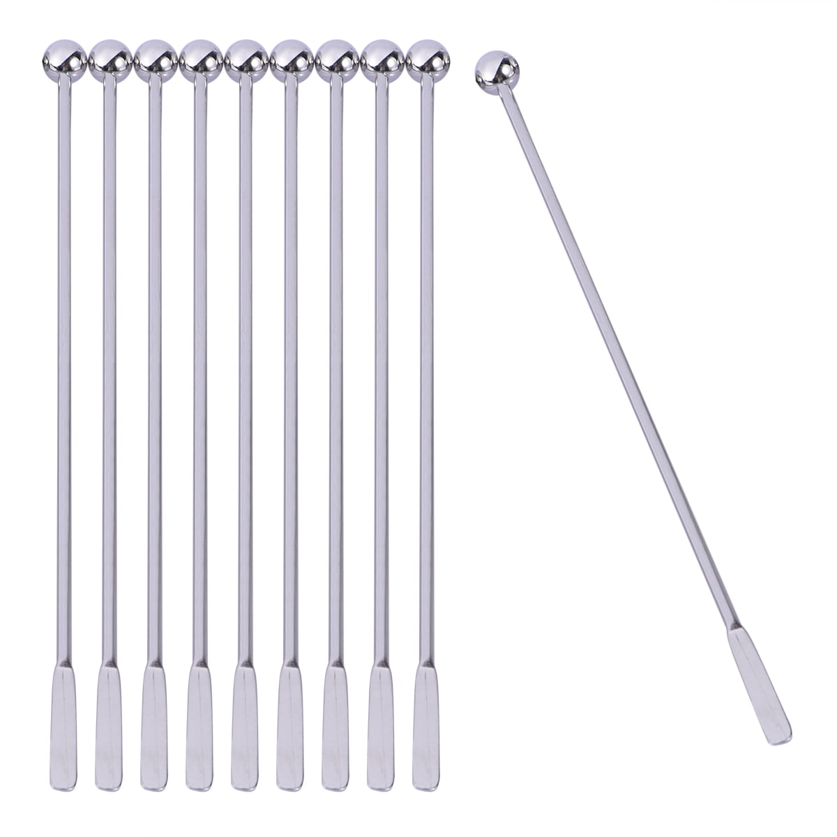 Greenadscape 10Pcs Cocktail Stir Sticks Silver Stainless Steel For ...