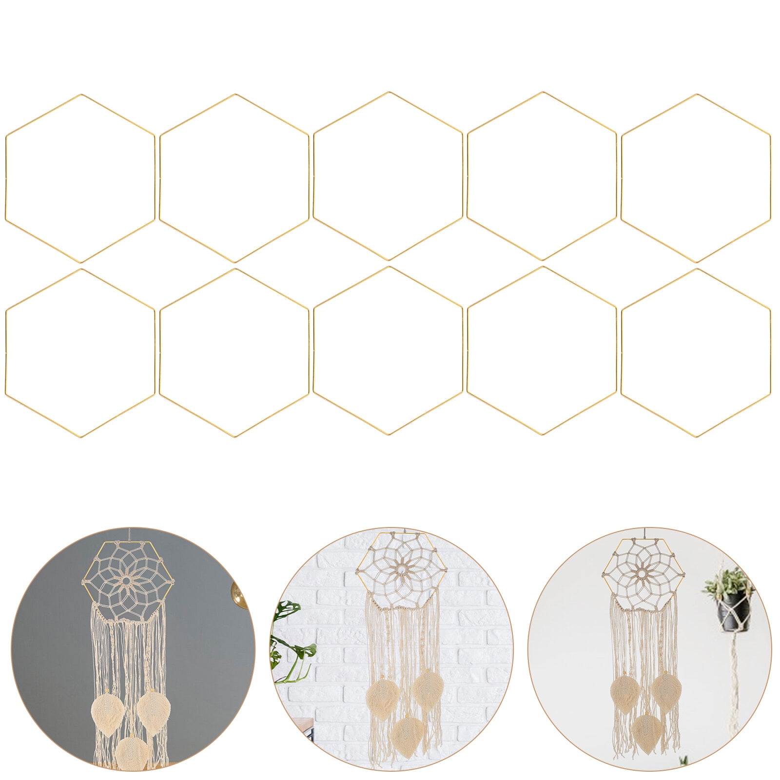 Greenadscape 10Pcs Golden Hexagon Crafts Hoops for Handicraft ...