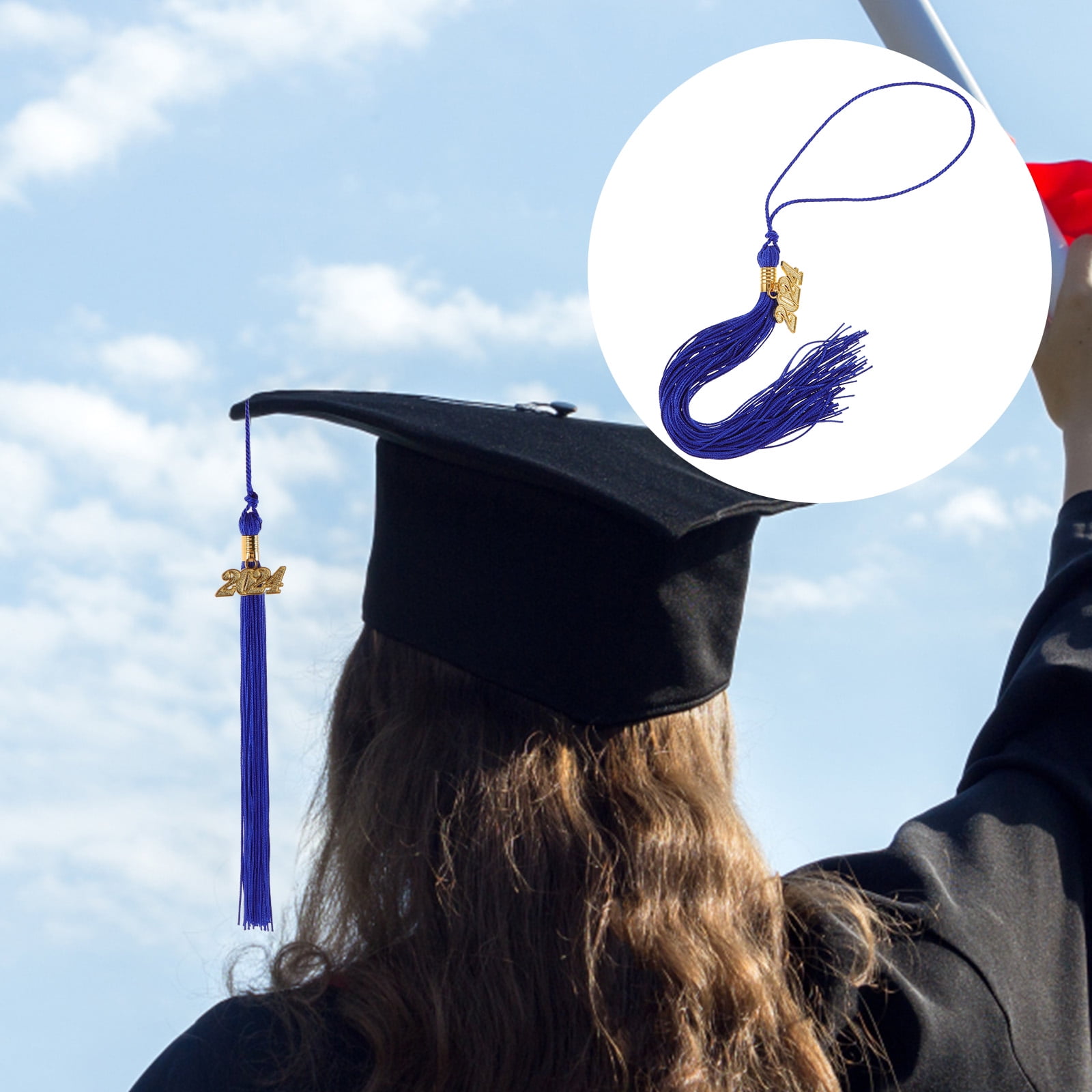 Greenadscape 12Pcs Graduation Hat Blue Polyester Alloy For Graduation ...