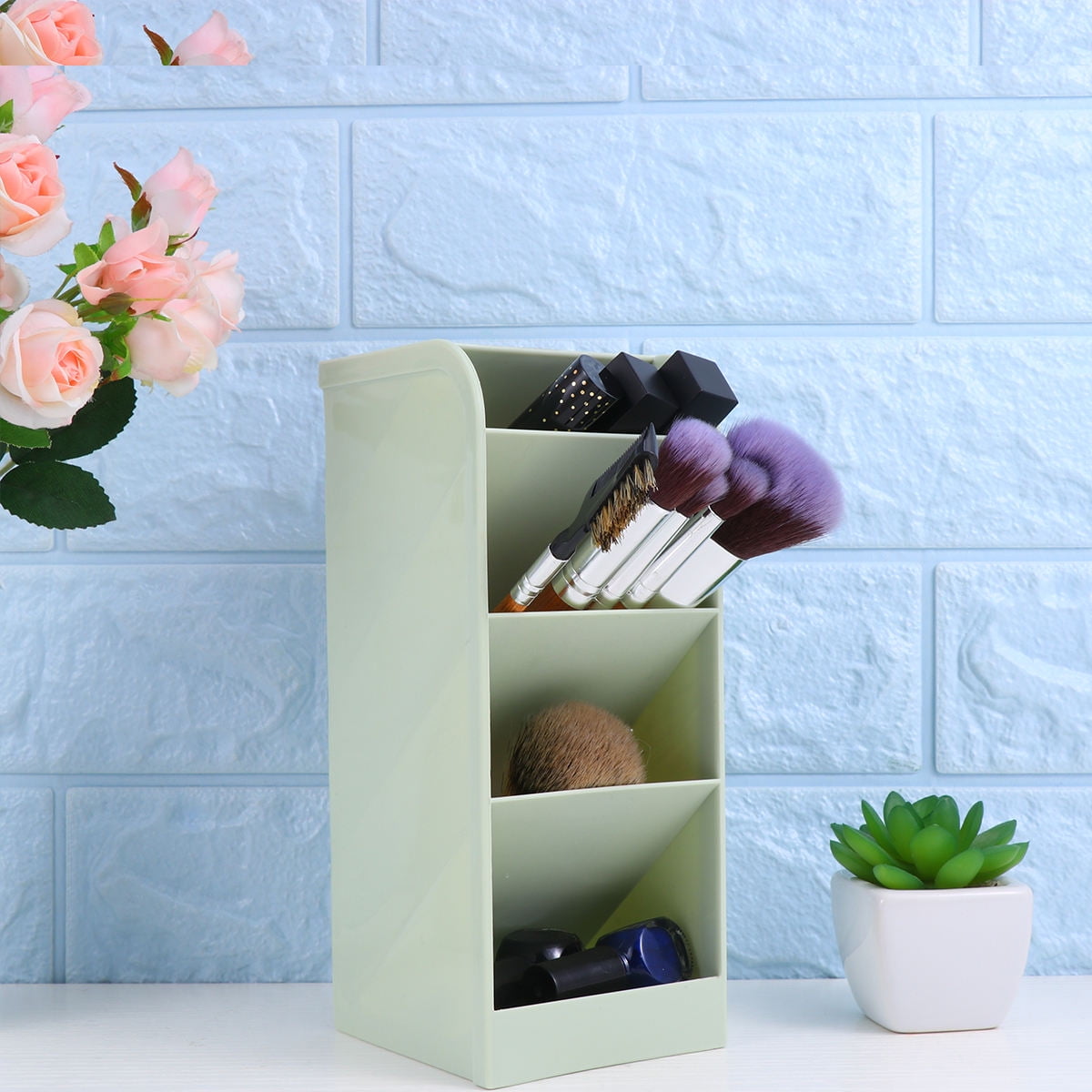 Greenadscape 1Pack Diagonal Pen Holder Desk Organizer Plastic Green 8 ...