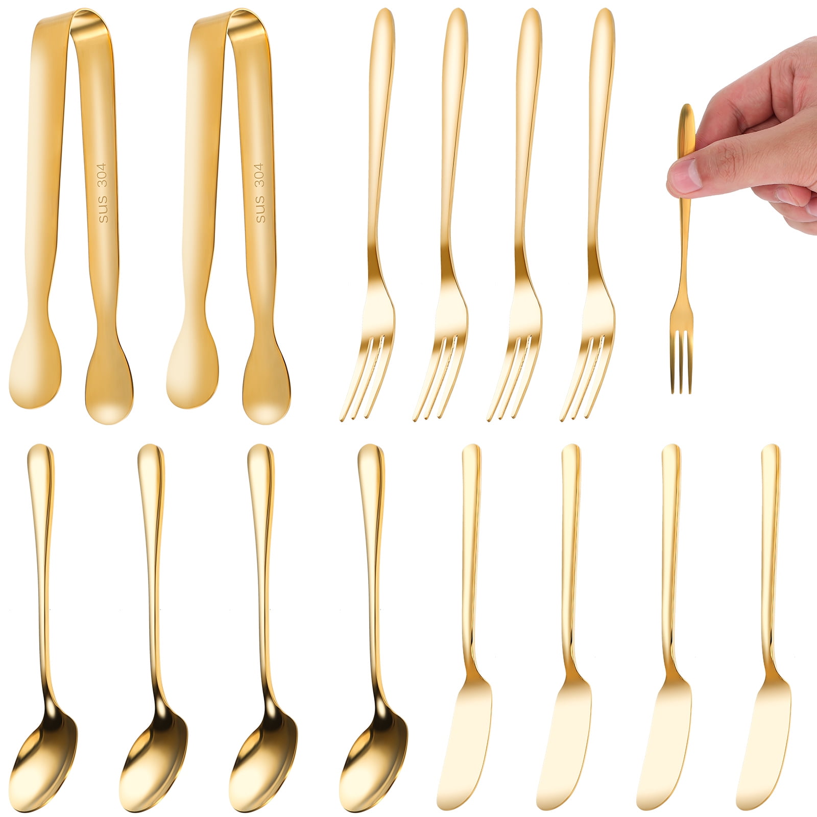Greenadscape 1Set Gold Serving Utensils with Forks Spoons and Tongs for ...