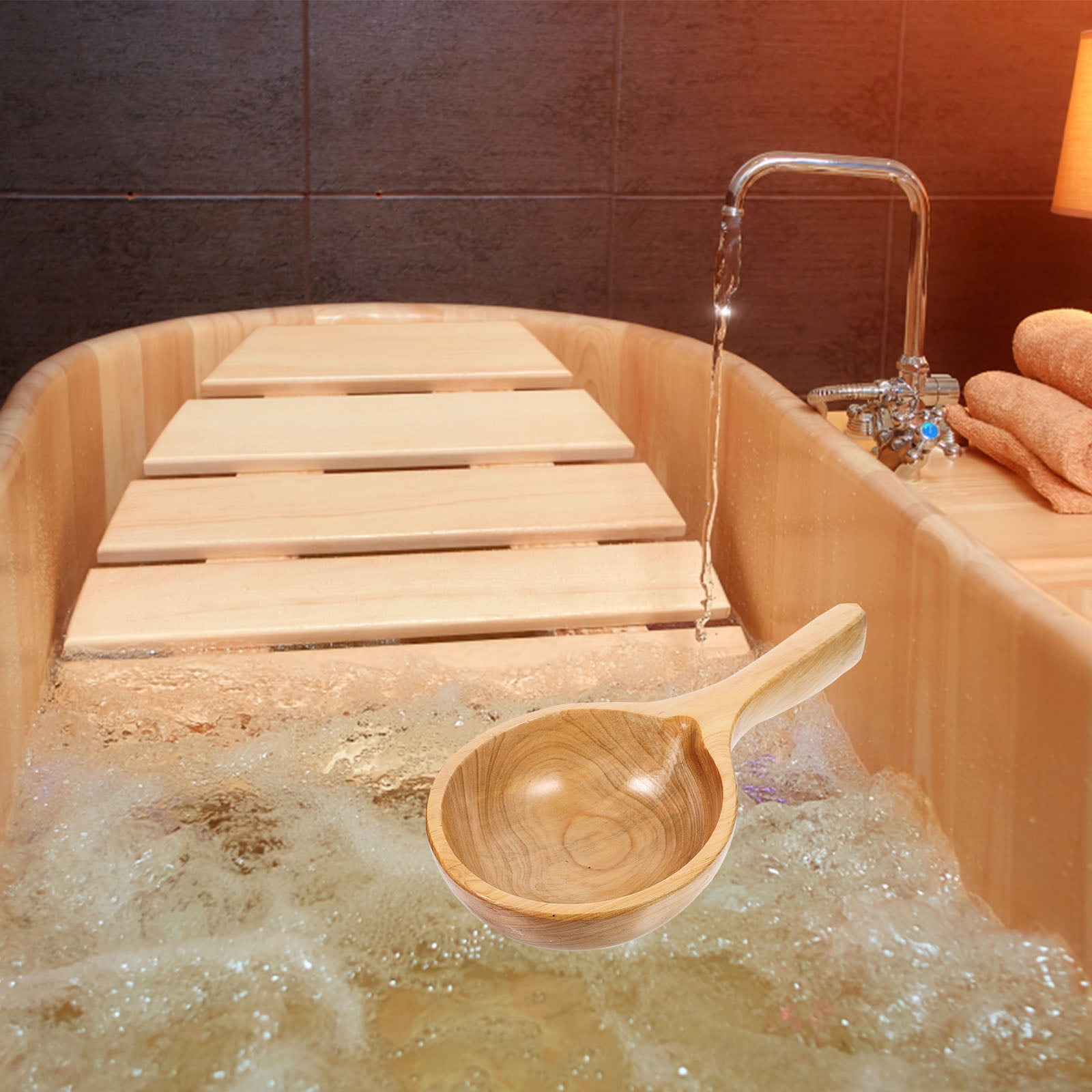 Greenadscape 1Set Wooden Bathing Ladle Ergonomic Design Khaki 28X14.8CM ...