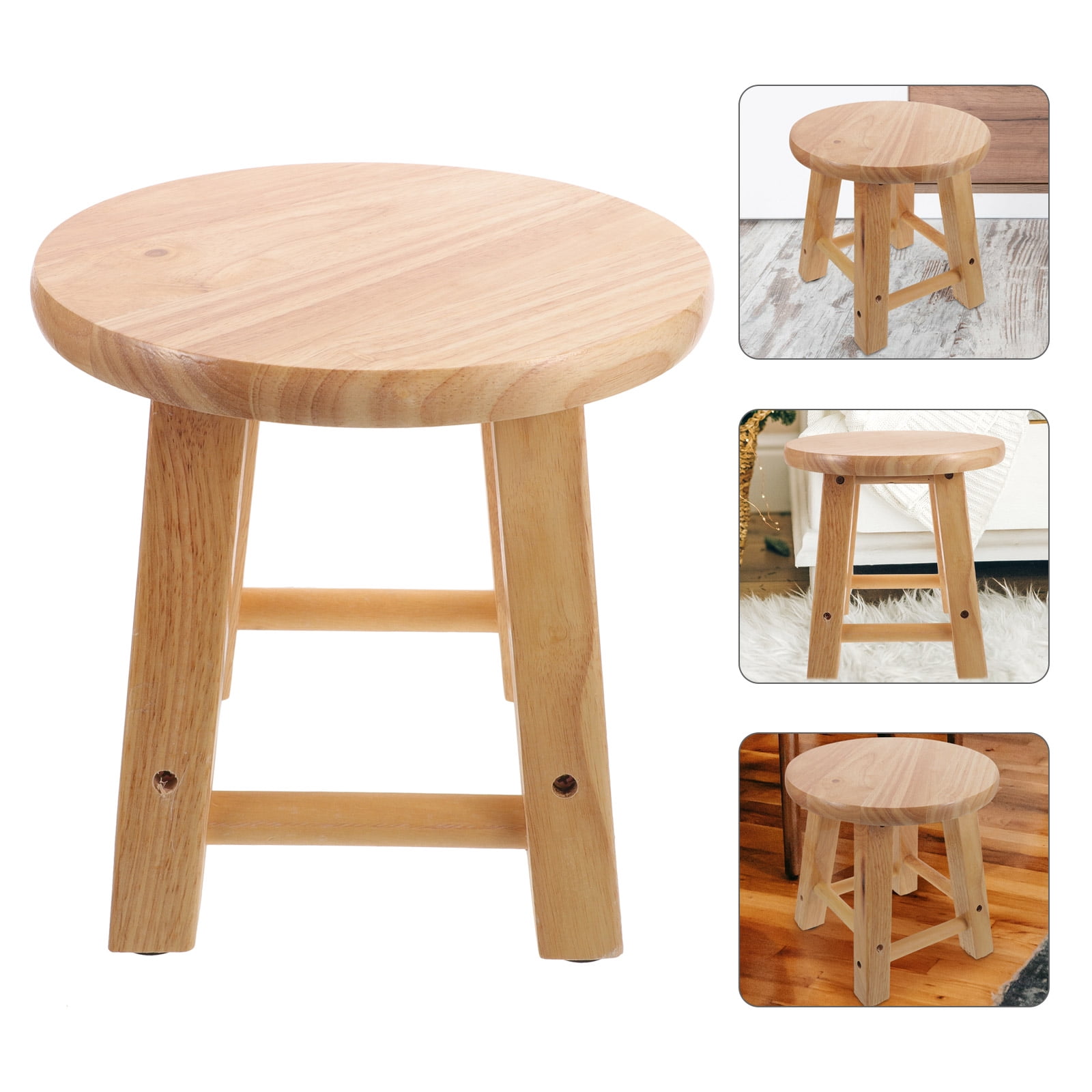 Greenadscape 3Pack Wood Step Stool for Adults Rustic Style with Foot ...
