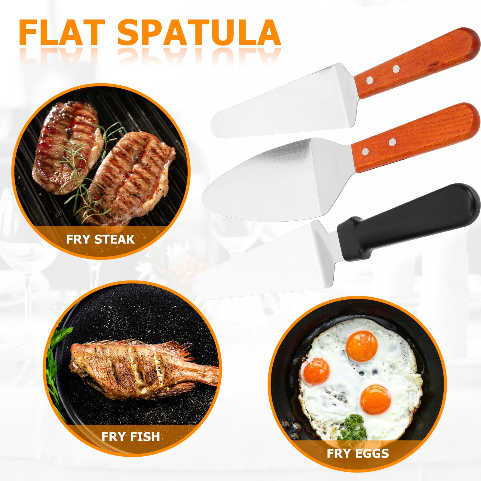 Greenadscape 3Pcs Metal Cooking Spatula Steak Spatula for Professional ...