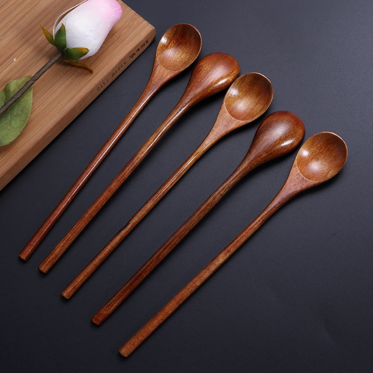 Greenadscape 3Pcs Wooden Spoon Tea and Coffee Natural Wood Light Brown ...