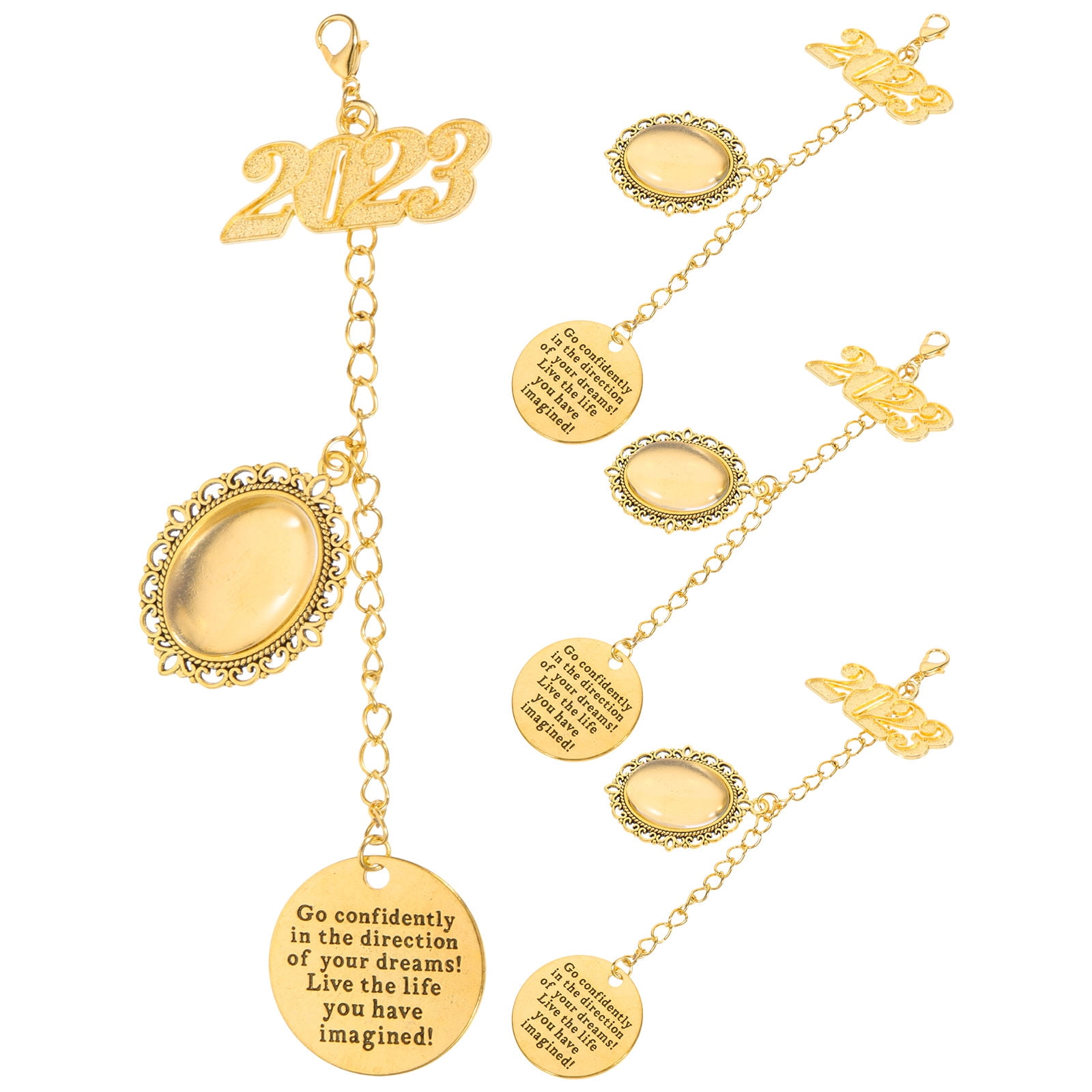 Greenadscape 4Pcs Graduation Cap Pendants Golden Oval Alloy Crystal ...