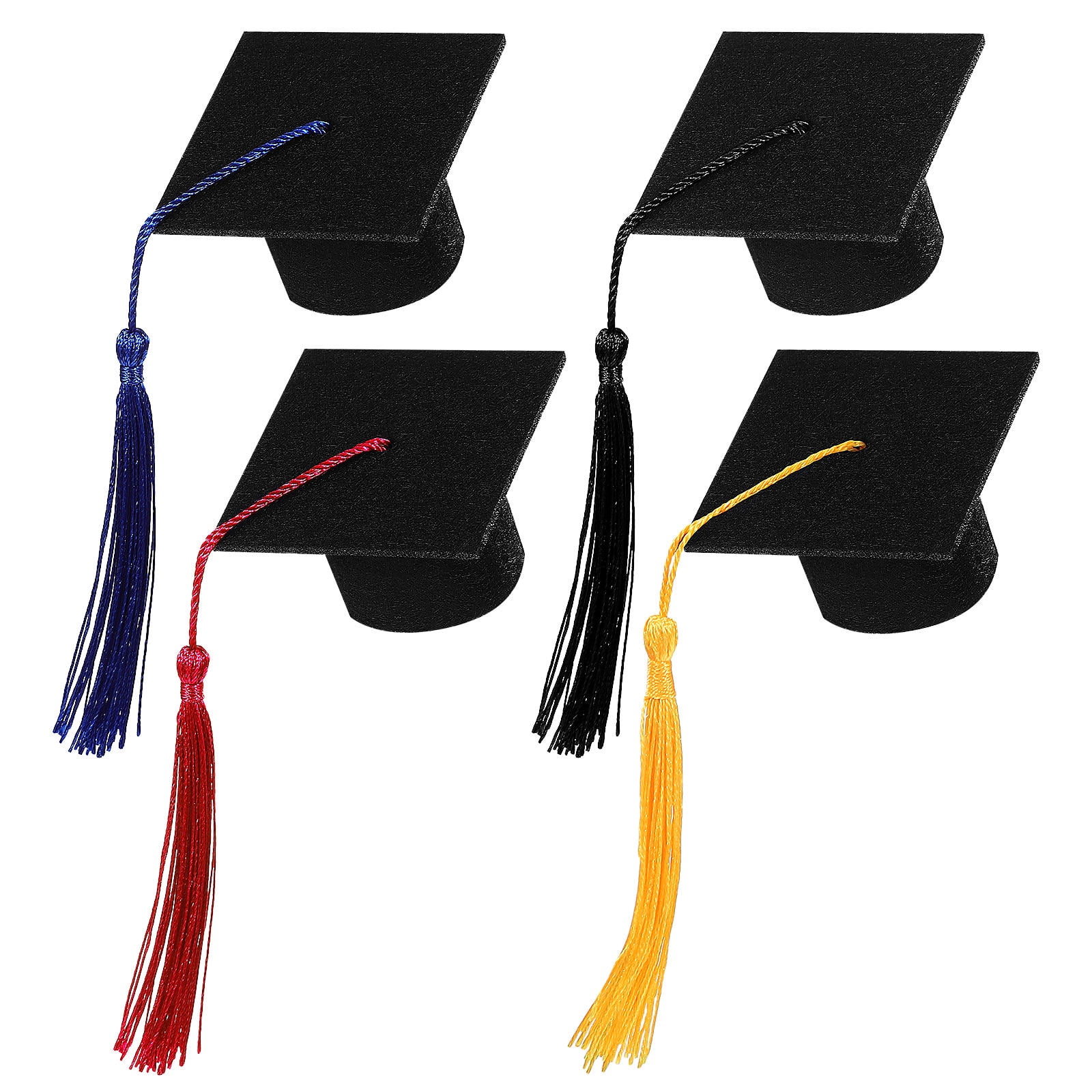 Greenadscape 4Pcs Graduation Hats Red Black Blue Yellow Felt Mini Style ...
