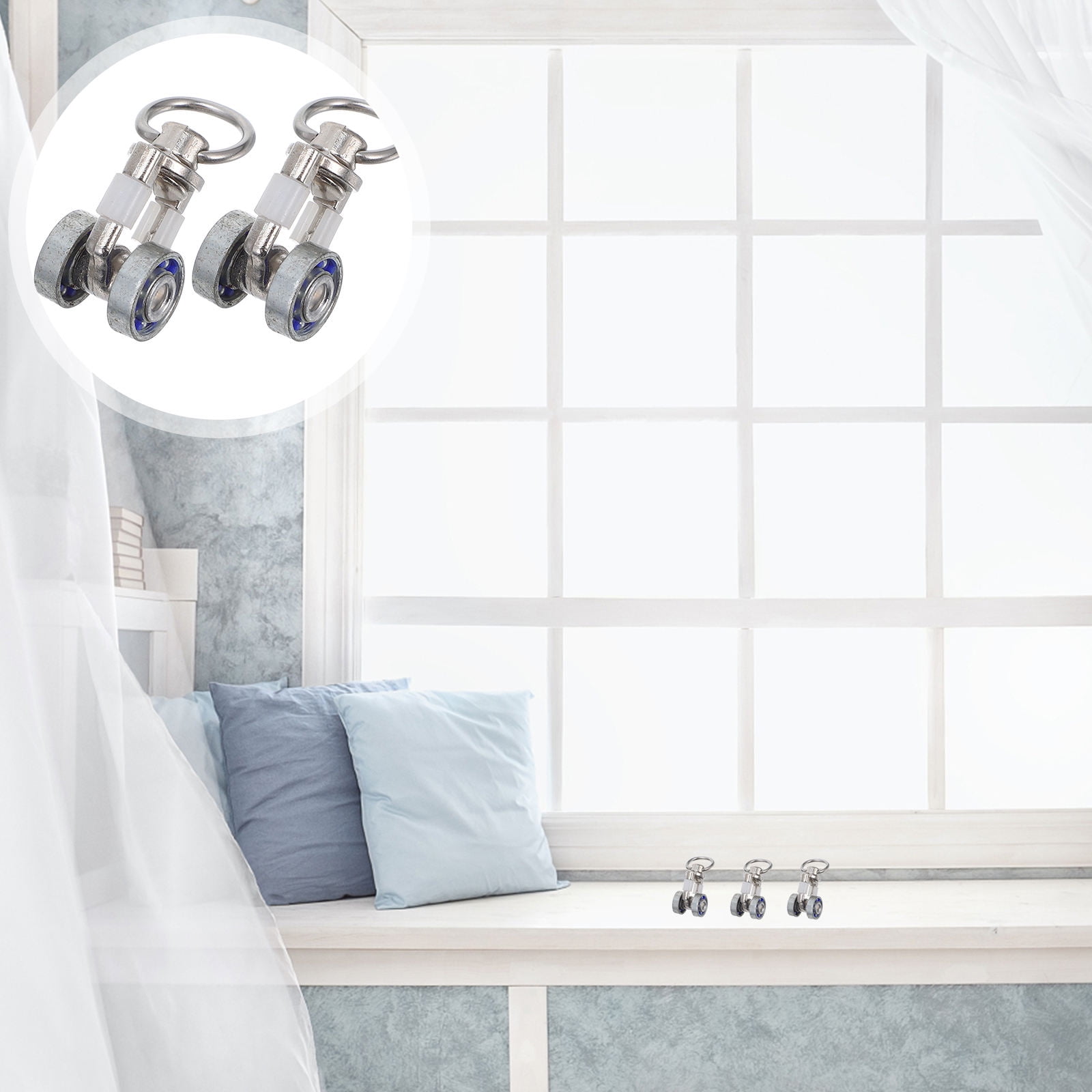 Greenadscape Curtain Pulley Metal Track Wheels 5Pcs Practical Design ...
