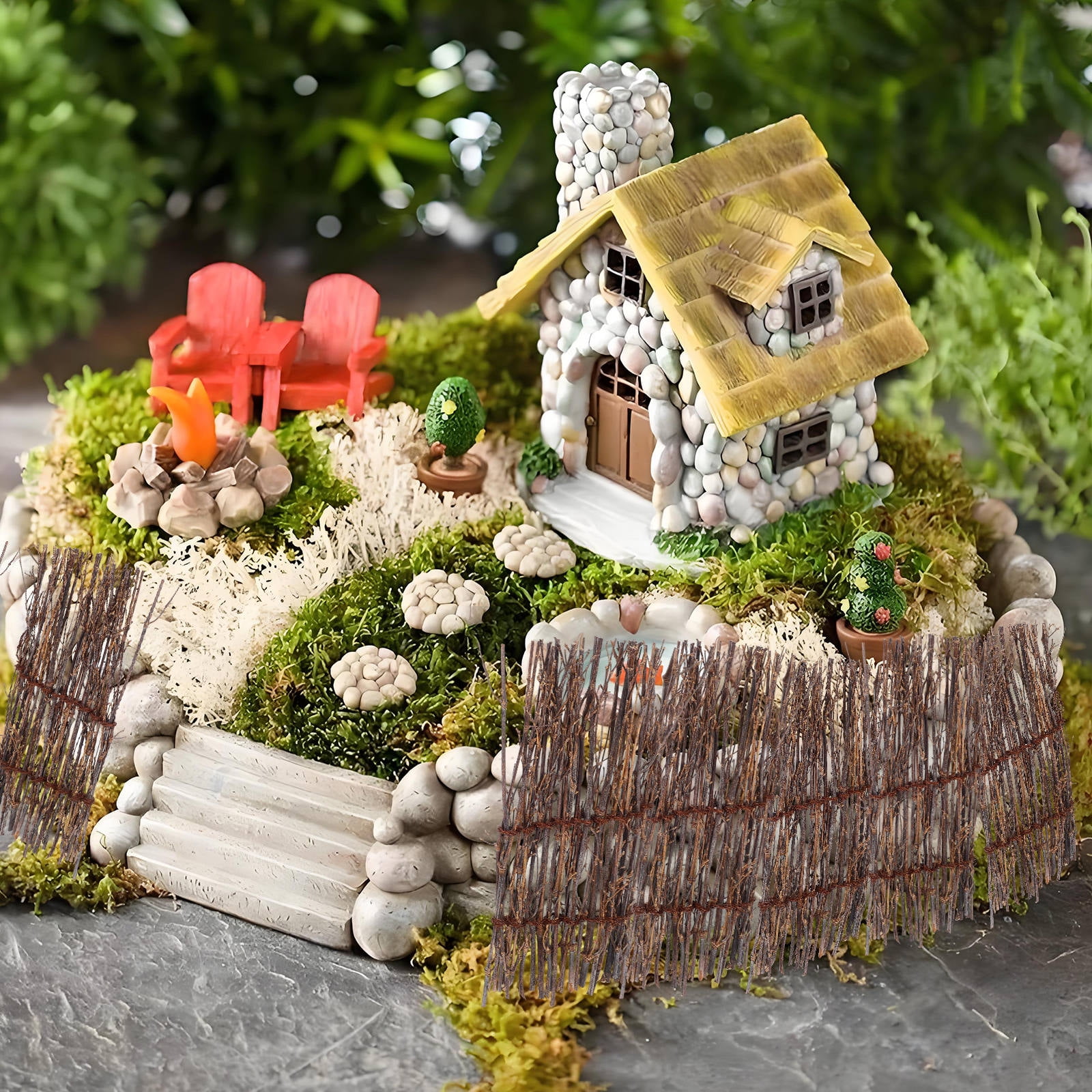 Greenadscape Mini Fence Decor Bamboo Fence Mat for Micro Landscape ...