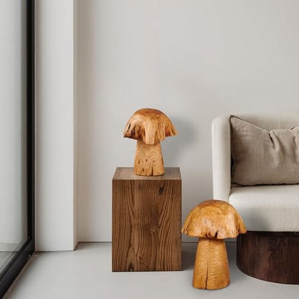 Greenage Cedar Roots Hand Crafted Wood Mushroom Sculpture 13.4x15.4x15.7 H Handmade Natural ...