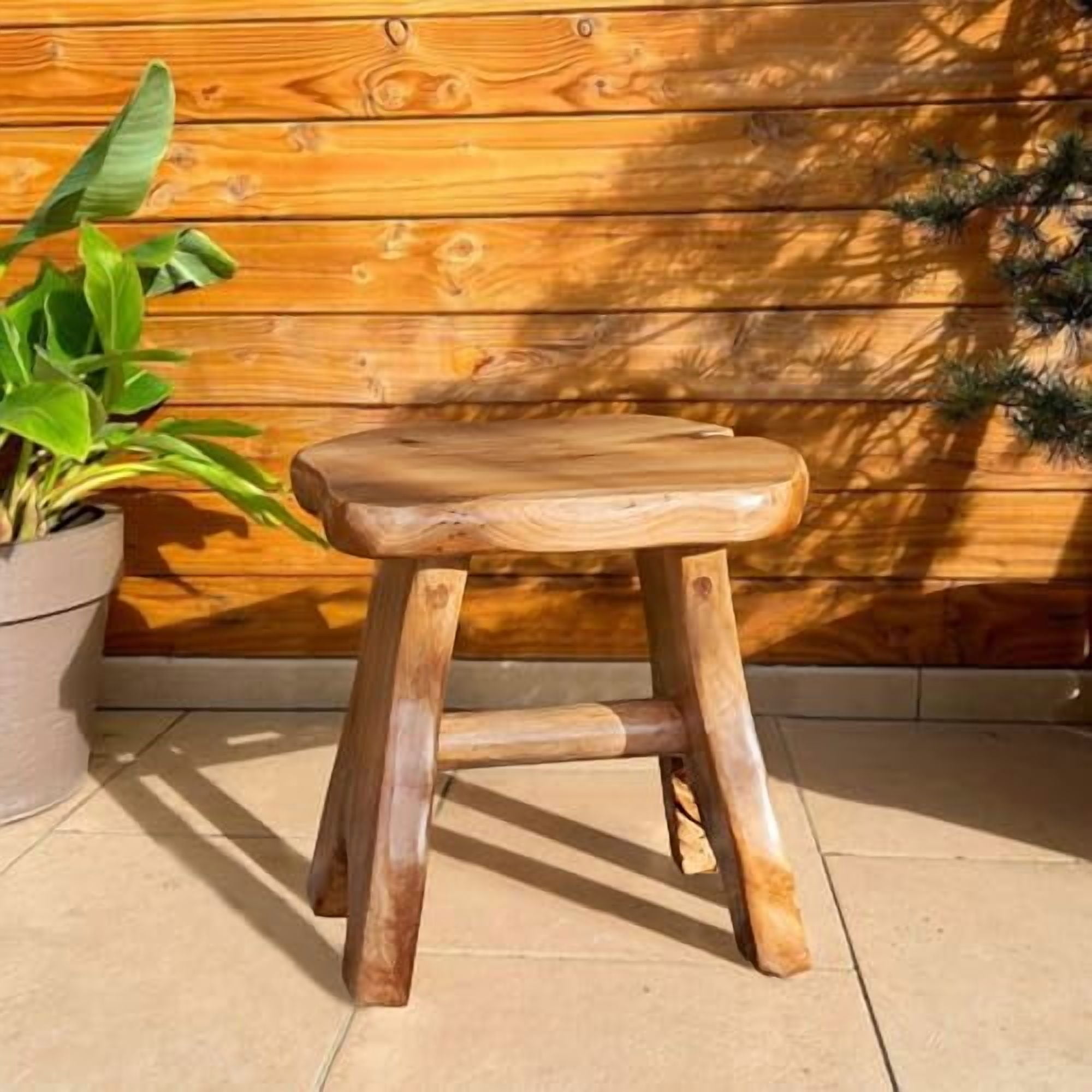 Greenage Cedar Roots Stool Naturally Shaped A-Leg, Medium, 15" x 12" x 13.8" H Wood Stump Side ...