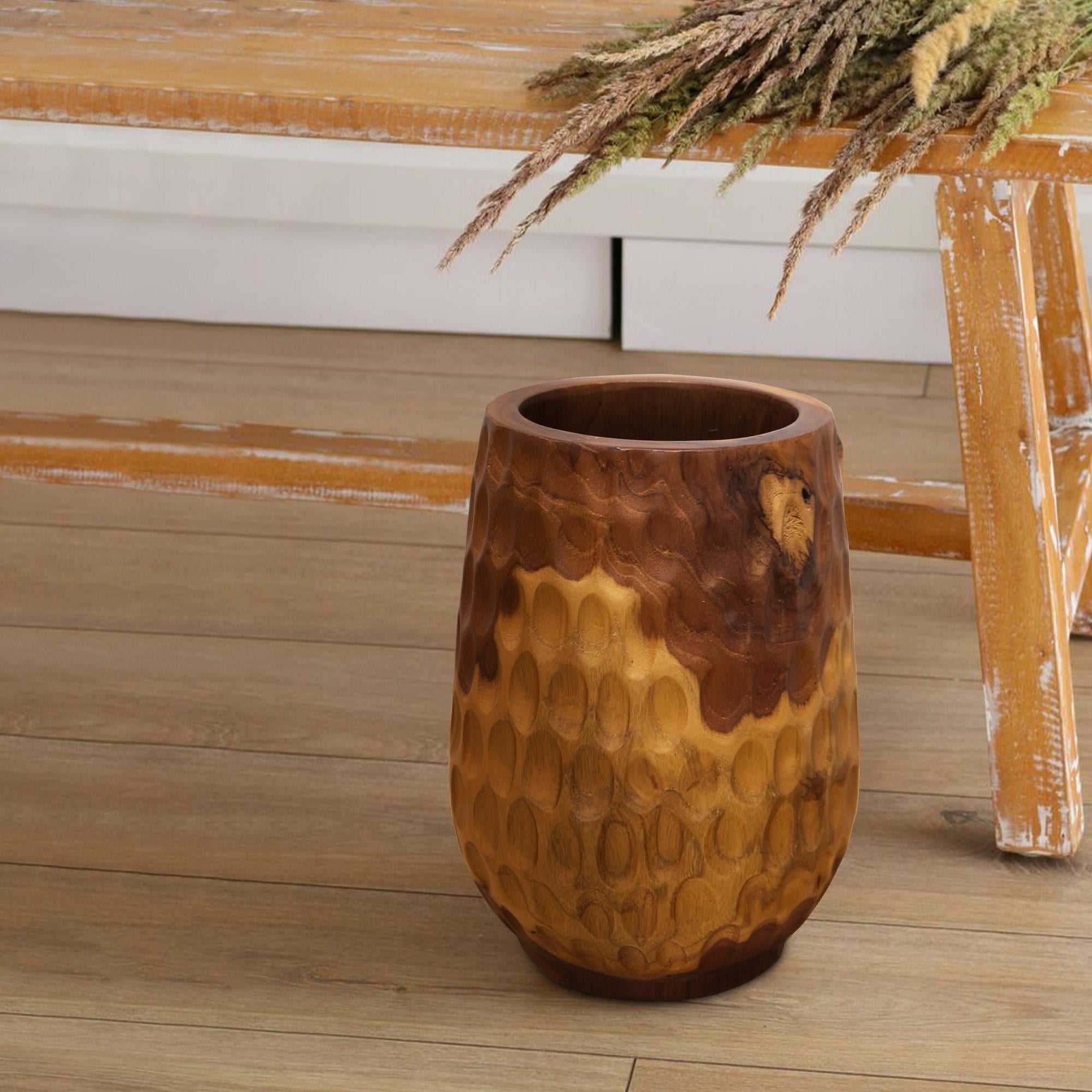 Greenage Cowak Teak Vase - 6.6"x6.6"x9.4" - Walmart.com
