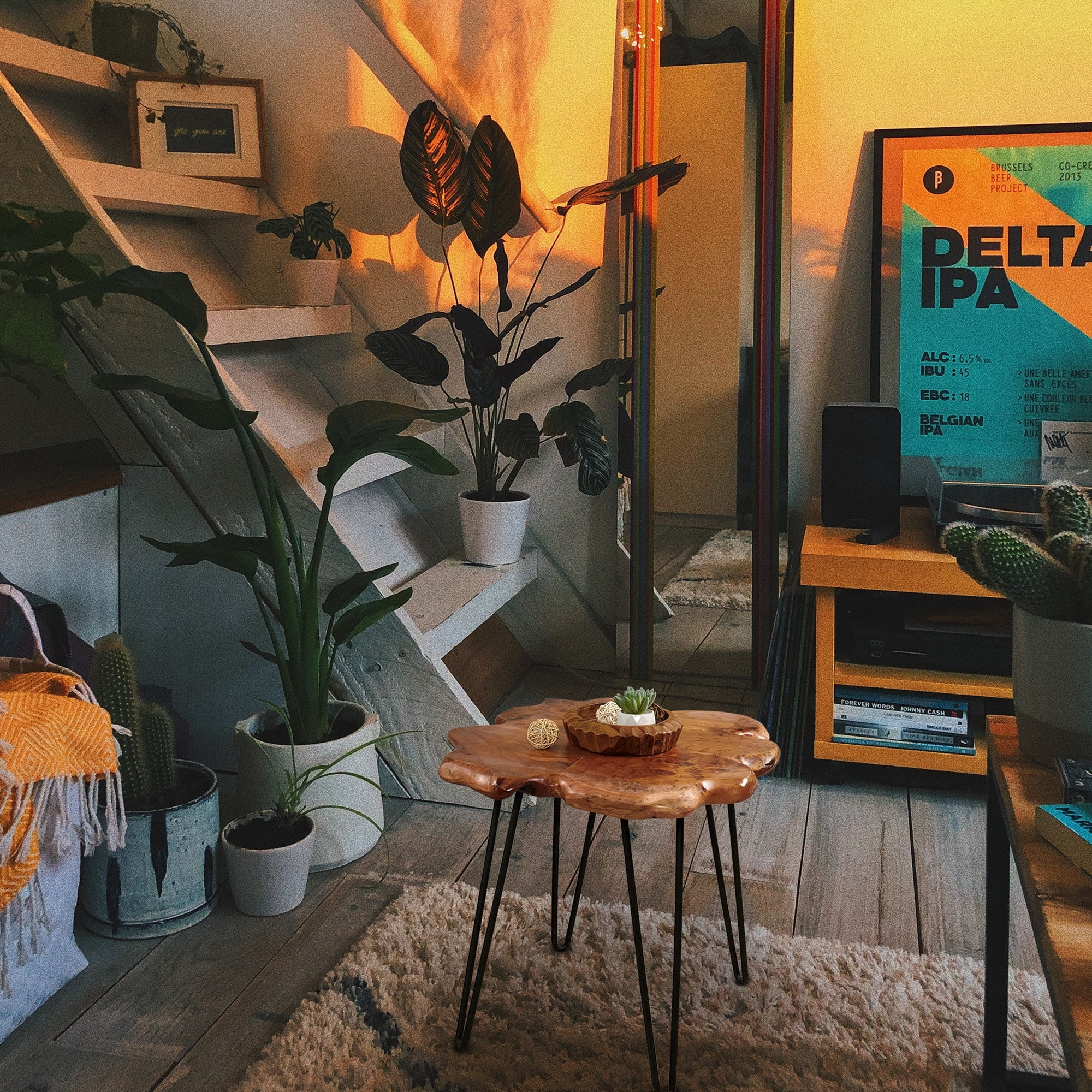 Greenage Live Edge Wood Coffee Table 4 Panels Table with Hairpin Legs ...