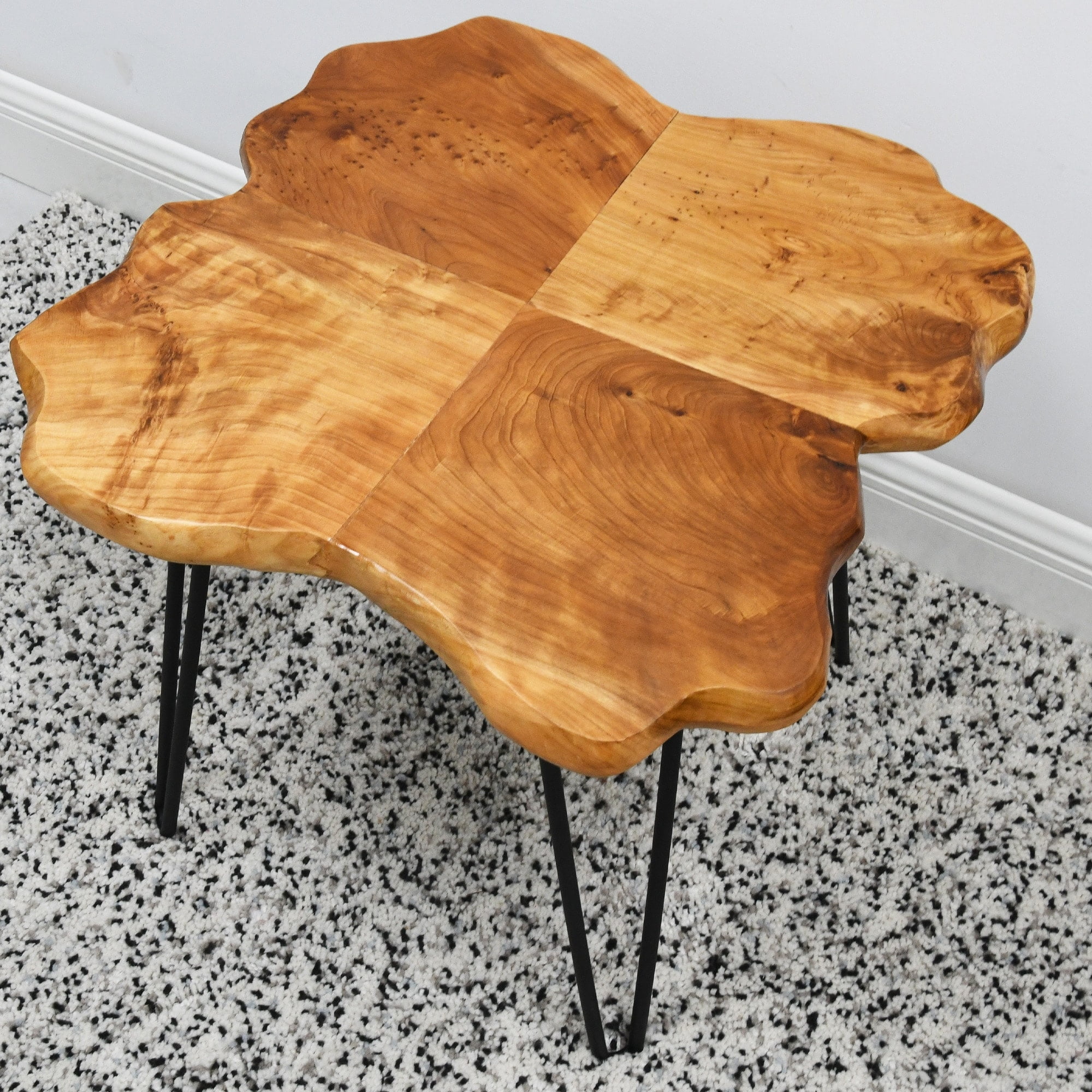 Greenage Live Edge Wood Coffee Table 4 Panels Table with Hairpin Legs ...