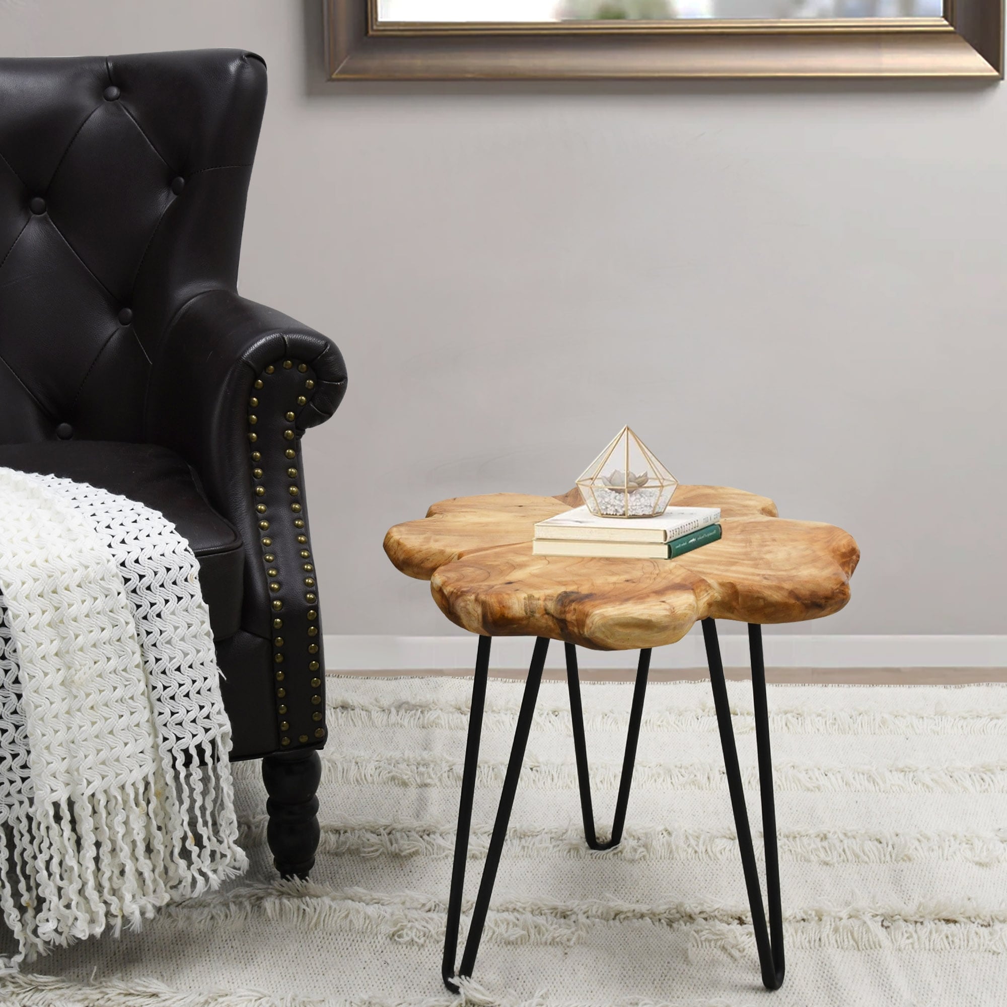 Greenage Live Edge Wood Coffee Table 4 Panels Table with Hairpin Legs ...