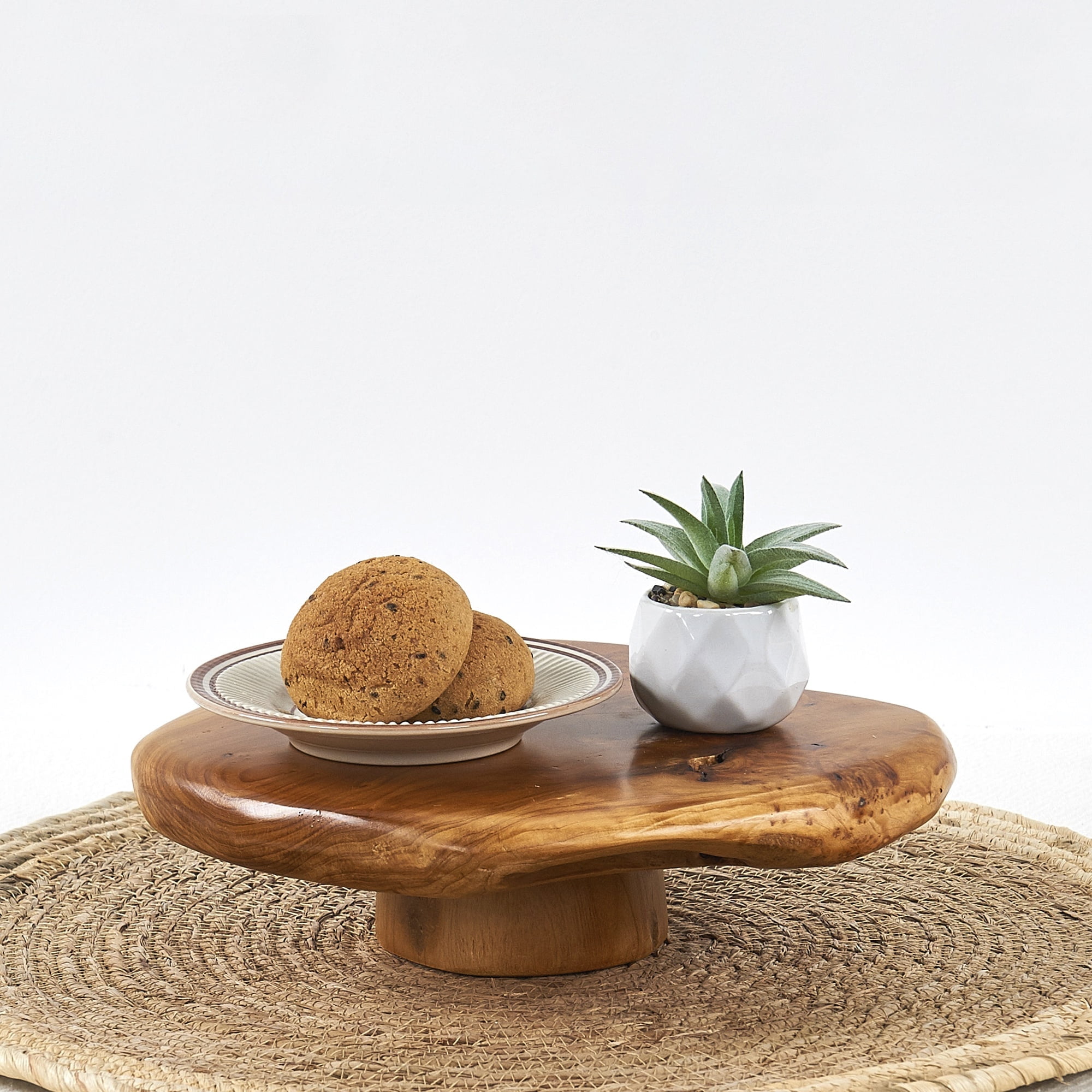 Greenage Natural Cedar Wood Serving Stand Rustic Wooden Pedestal Multi ...