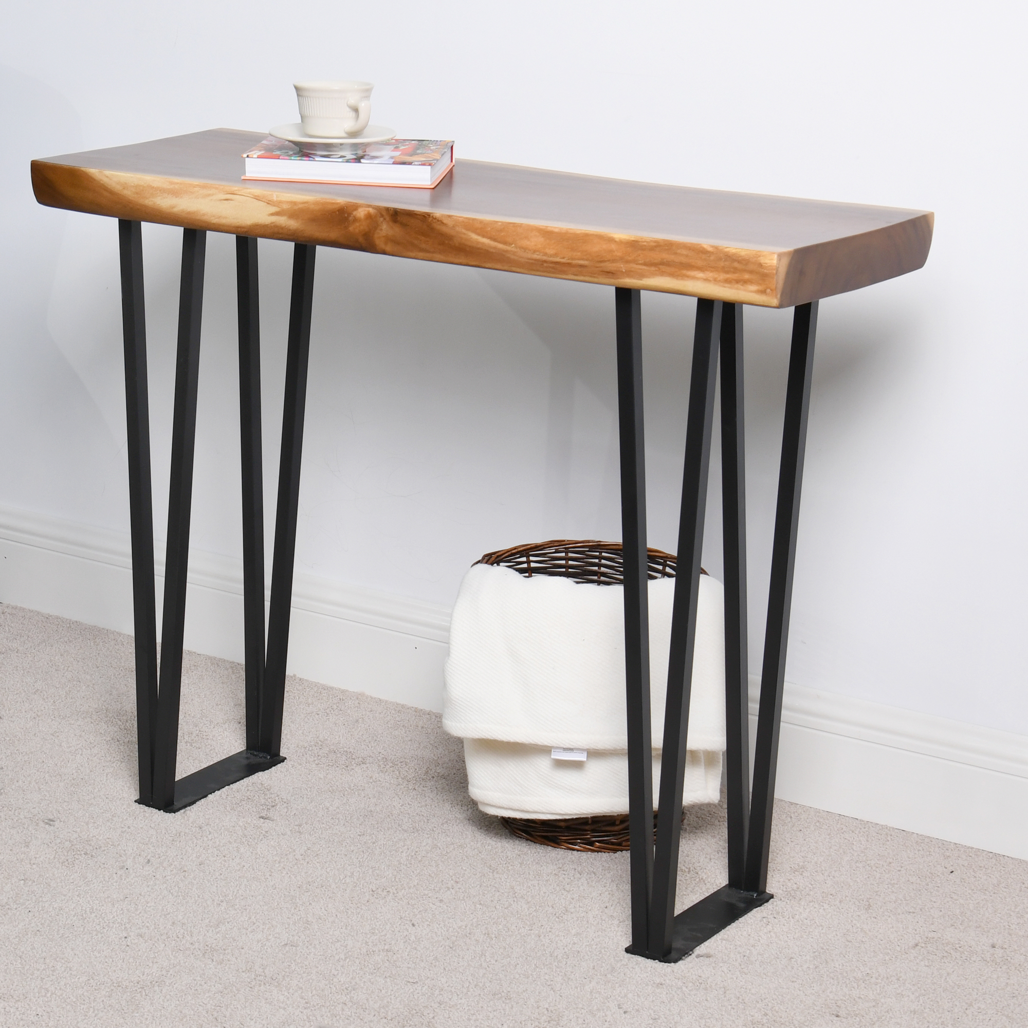 Greenage Natural wood rectangle bench with 2pcs 30 inch Heavy Duty ...