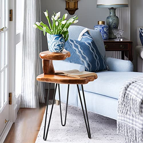 Greenage Solid Cedar Roots Dual Top End Table 18" x 16" x 26" High ...