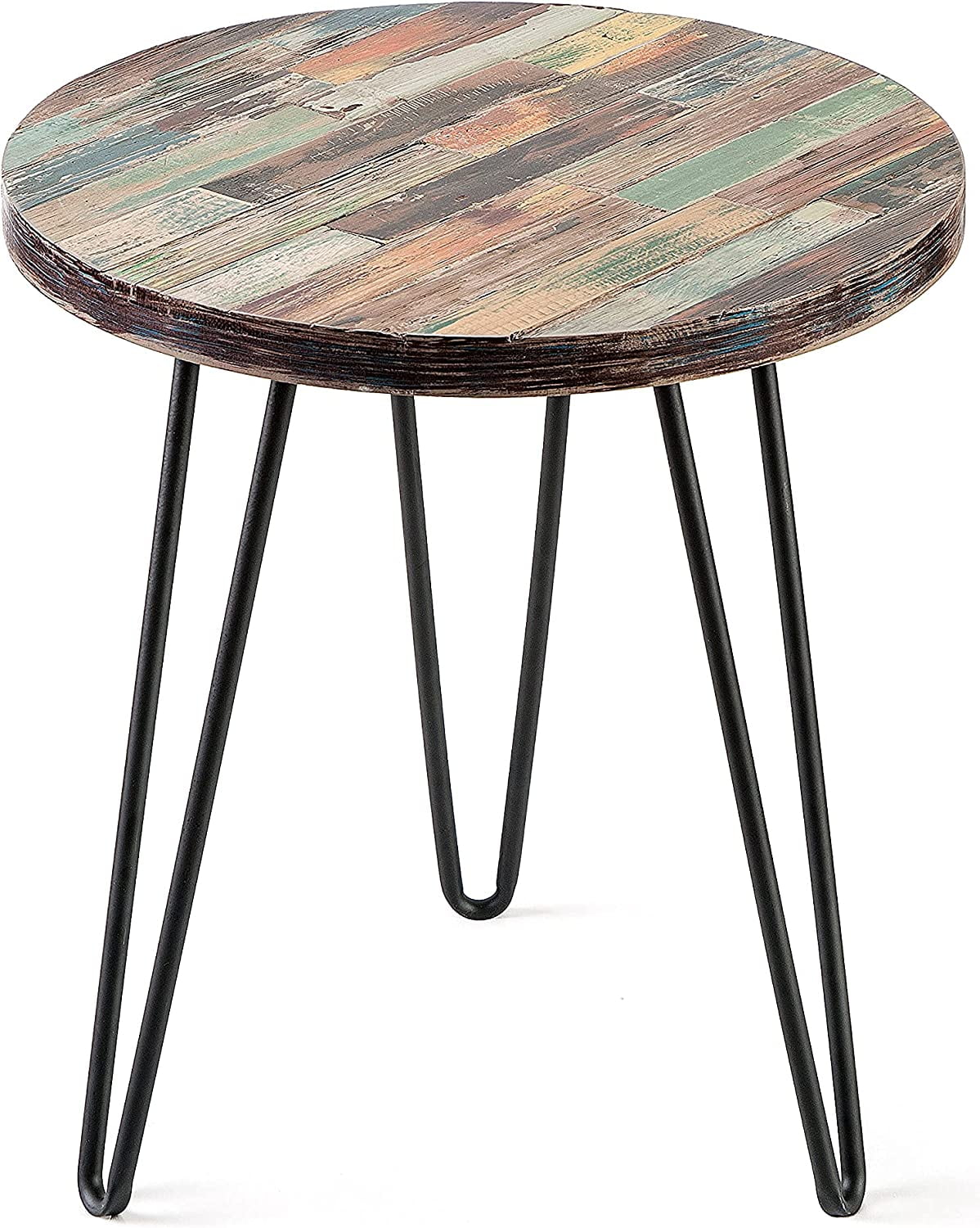 Greenage Wood End Table Bedroom Round Reclaimed Wooden Side Tables for ...