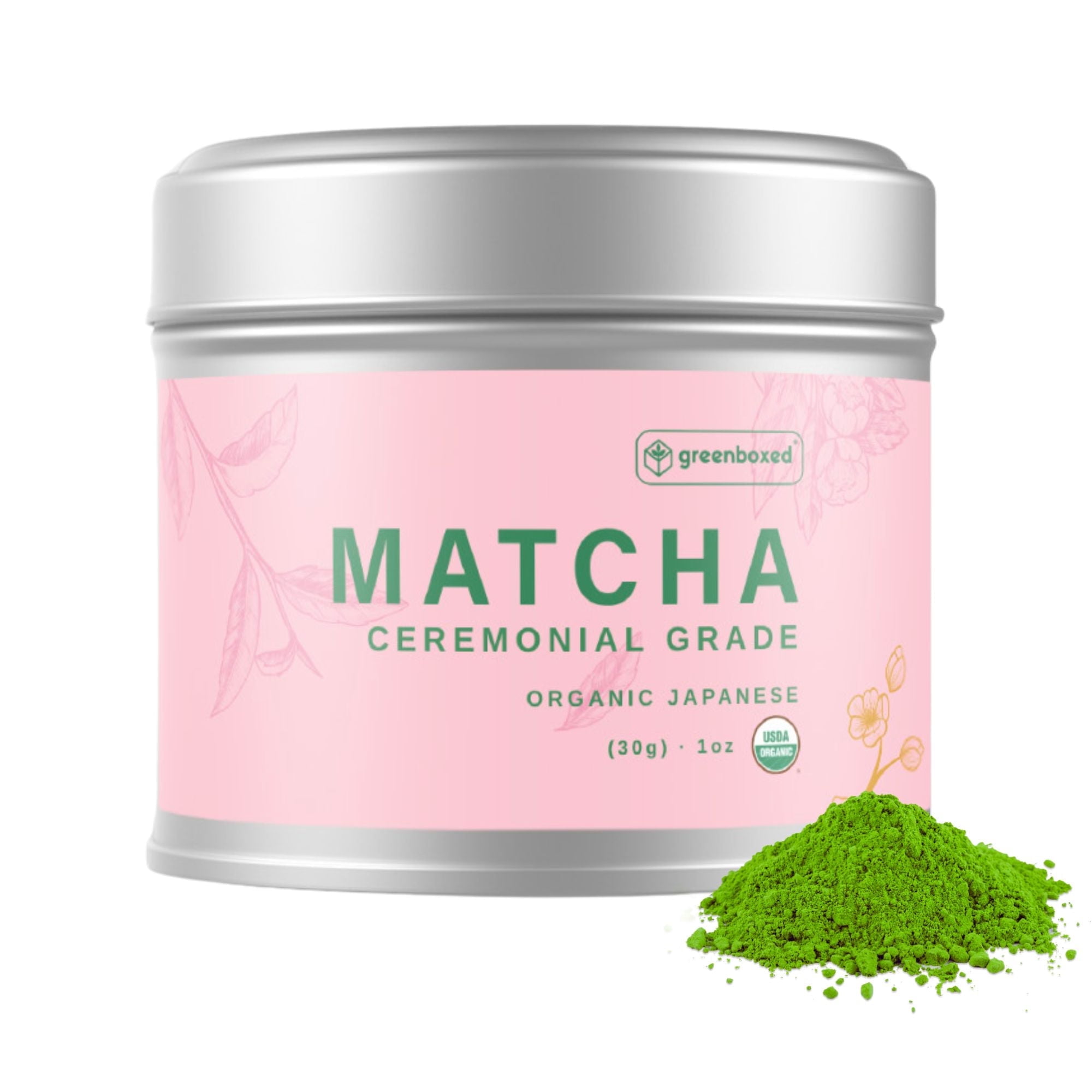 Greenboxed Organic Japanese Ceremonial Matcha Powder, 1 oz, Vegan ...