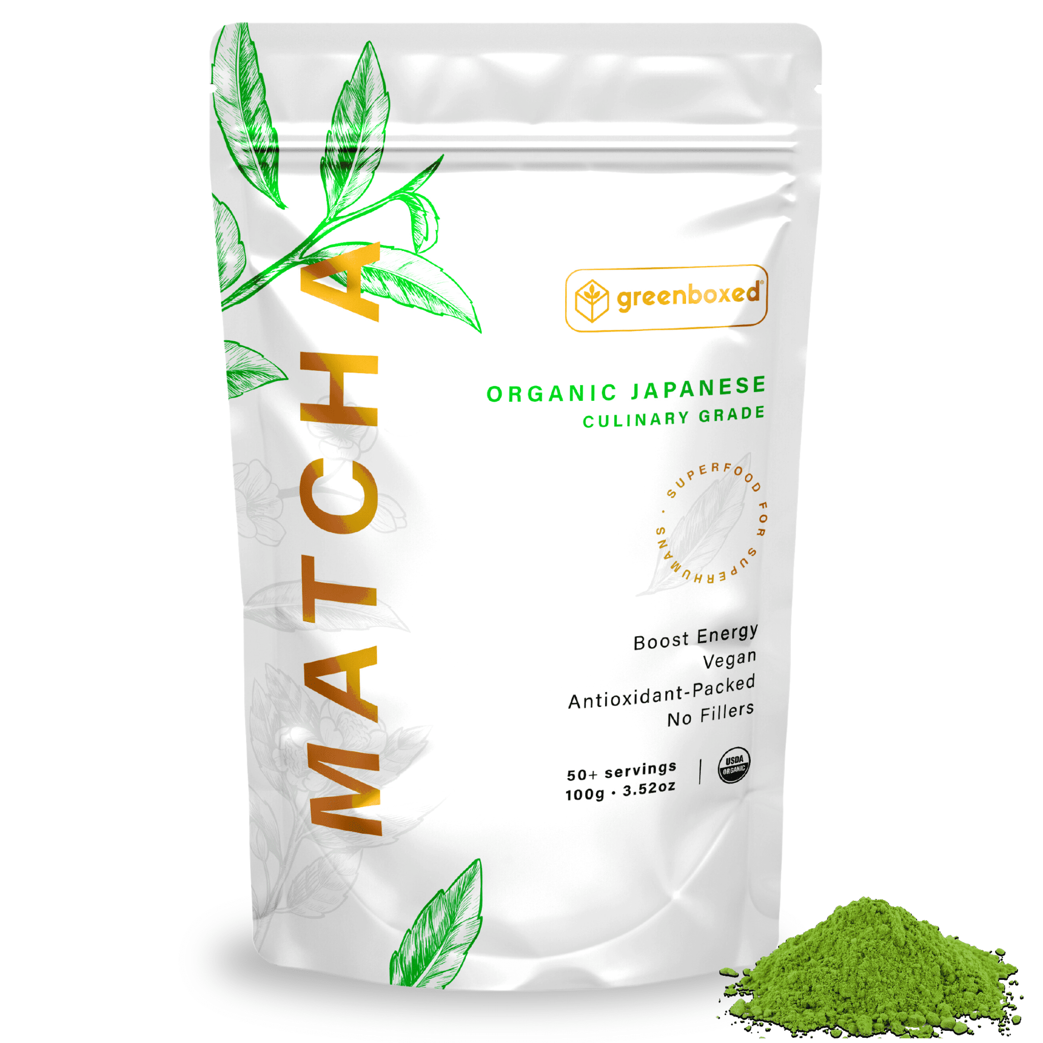 Greenboxed Organic Japanese Culinary Grade Matcha Green Tea Powder ...