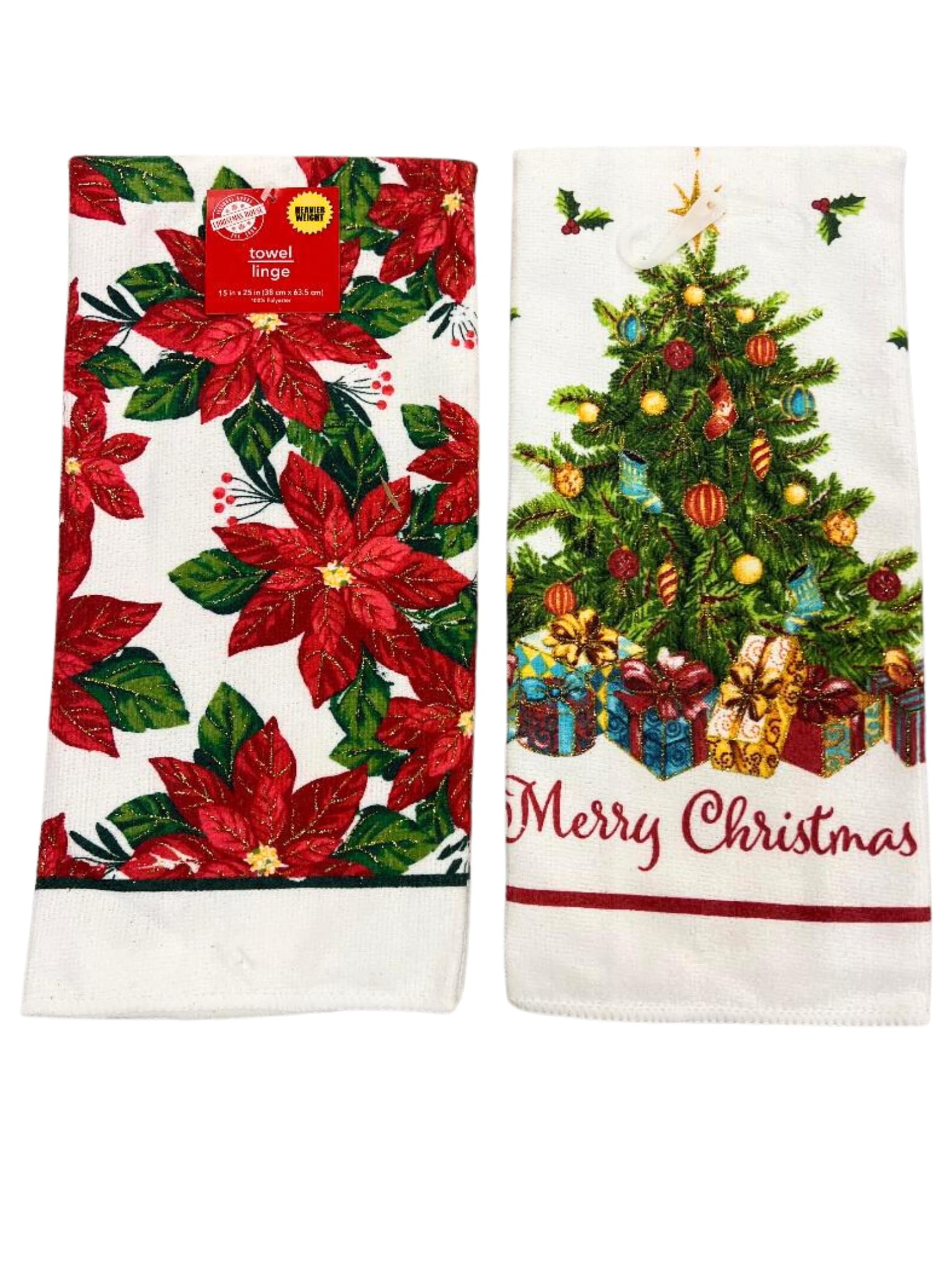 Greenbrier International, Inc. Set of 2 Merry Christmas Kitchen Towels ...