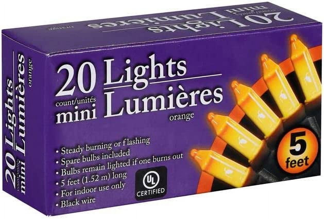 Greenbrier International Orange Halloween Mini Lights with Black Wire ...