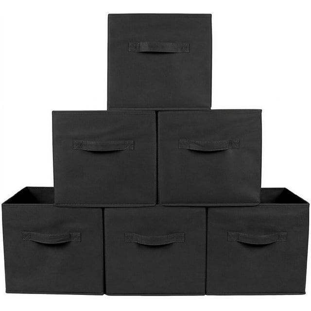Greenco Foldable Fabric Black Storage Cubes Bins | Non-Woven Fabric ...