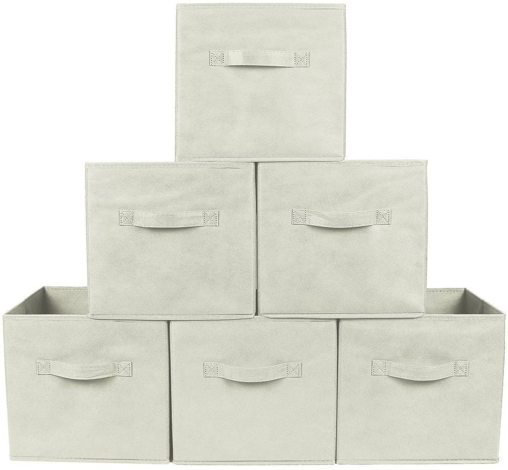Greenco Foldable Fabric Storage Cubes Non-Woven Fabric | Beige Cube ...