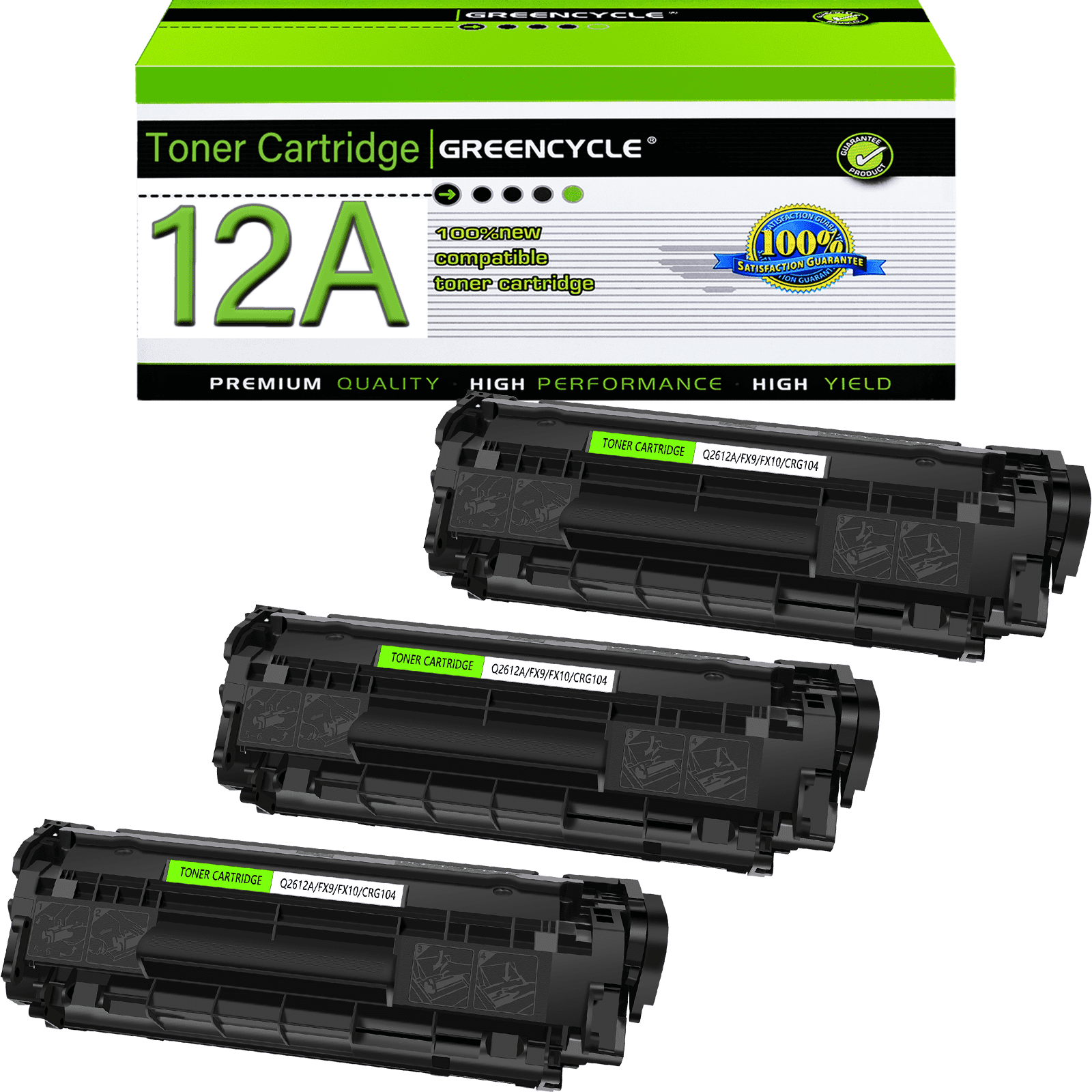 Greencycle 12A Compatible Toner Cartridge Replacement for HP Q2612A 12A ...