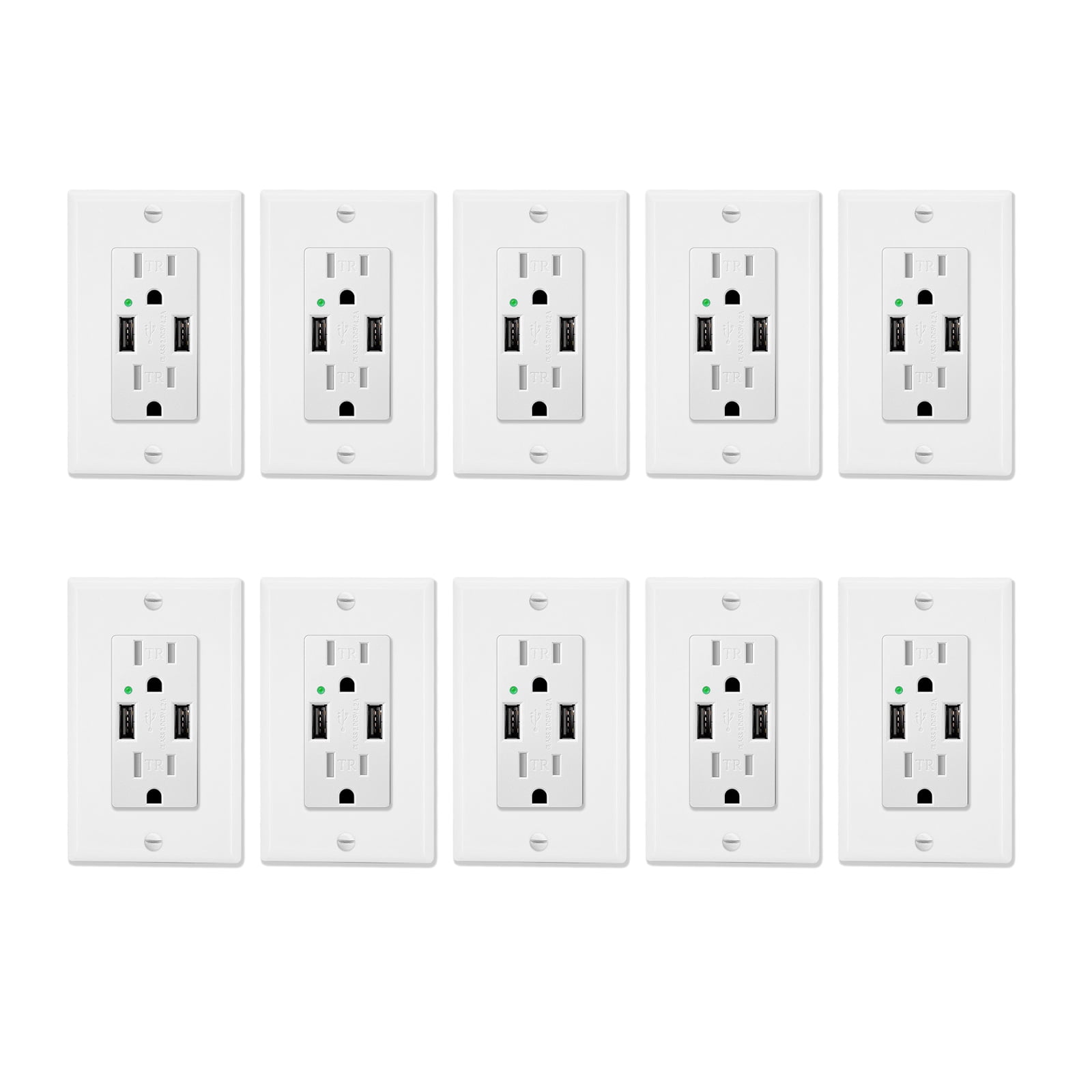 Greencycle 4.2A USB Receptacle Outlet with Dual USB Charging Ports and ...