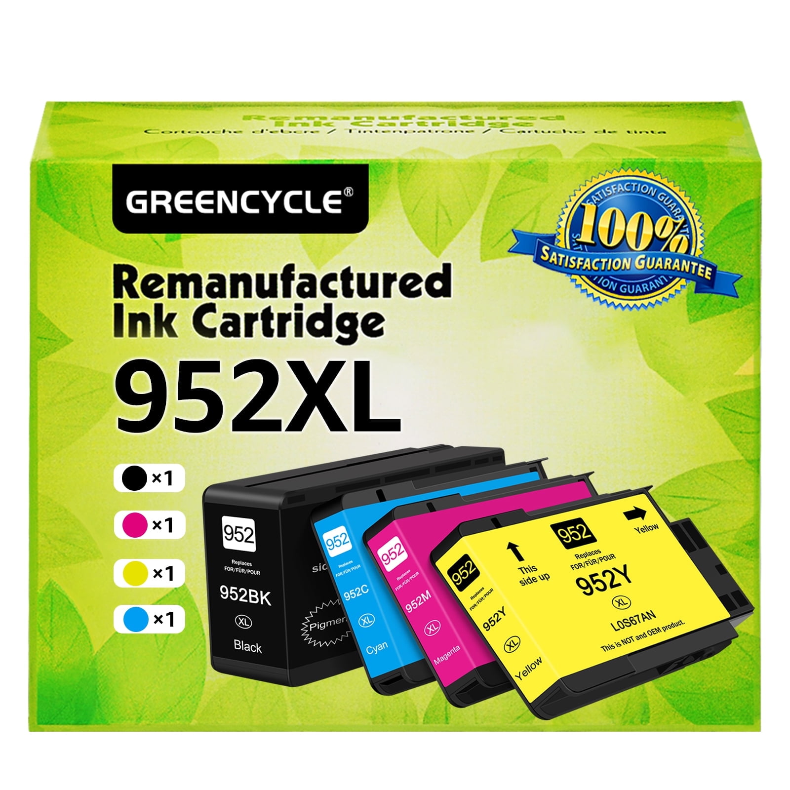 Greencycle 952xl Ink Cartridge 4 Combo Pack Replacement for HP 952 XL ...