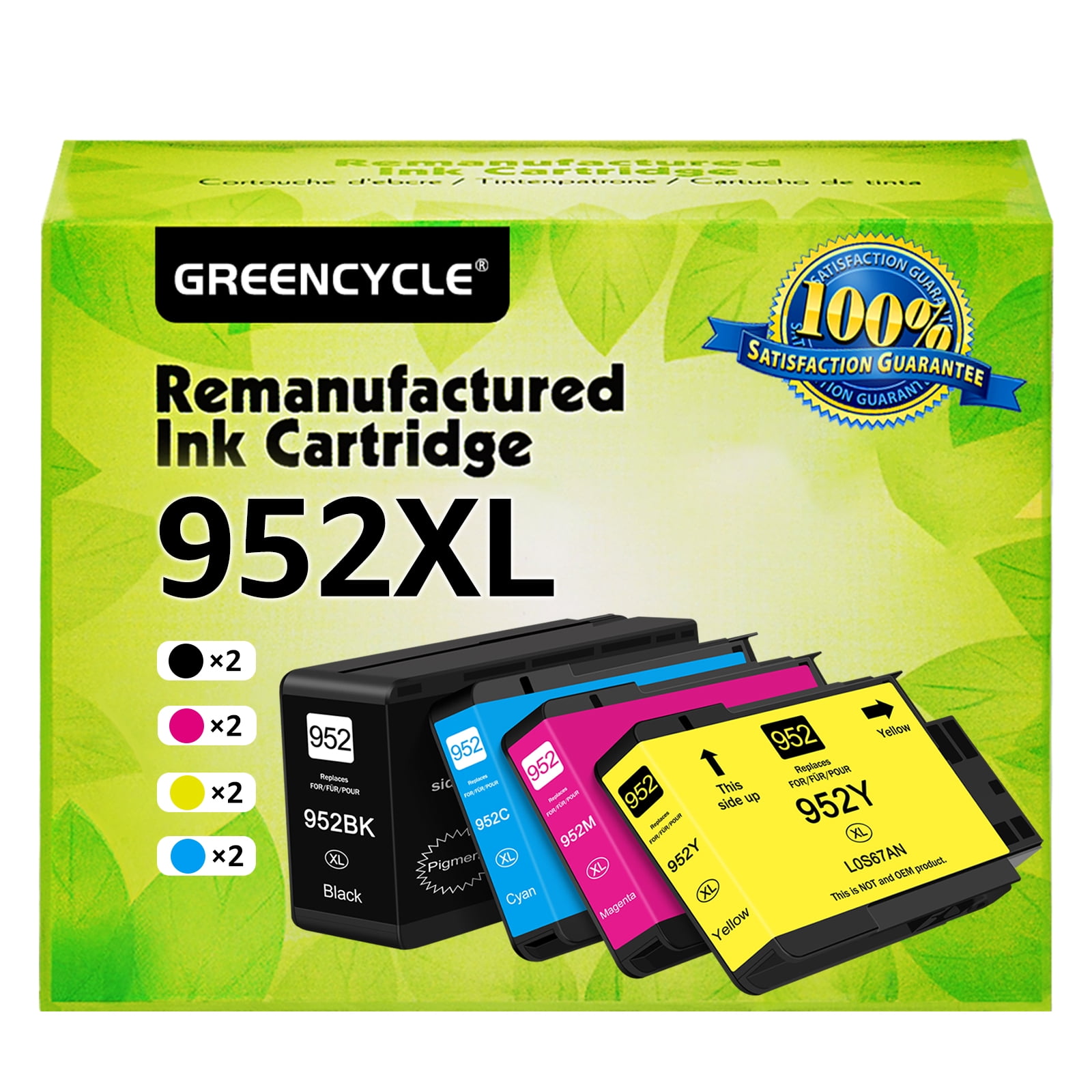 Greencycle 952xl Ink Cartridge 8 Combo Pack Replacement for HP 952 XL ...