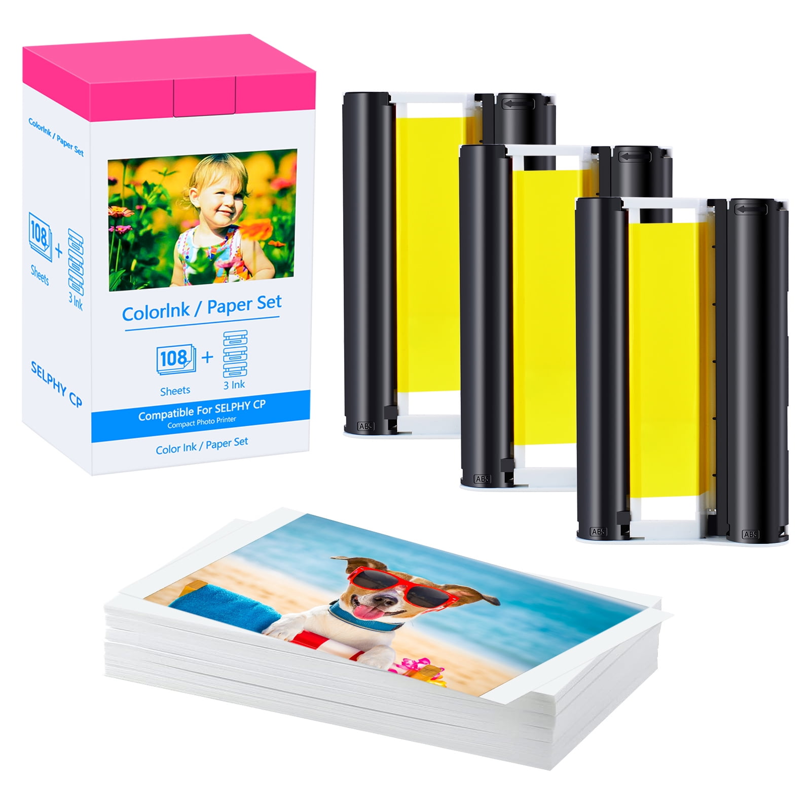 Greencycle Compatible for Canon Selphy CP1500 CP1300 Ink and Paper Set ...