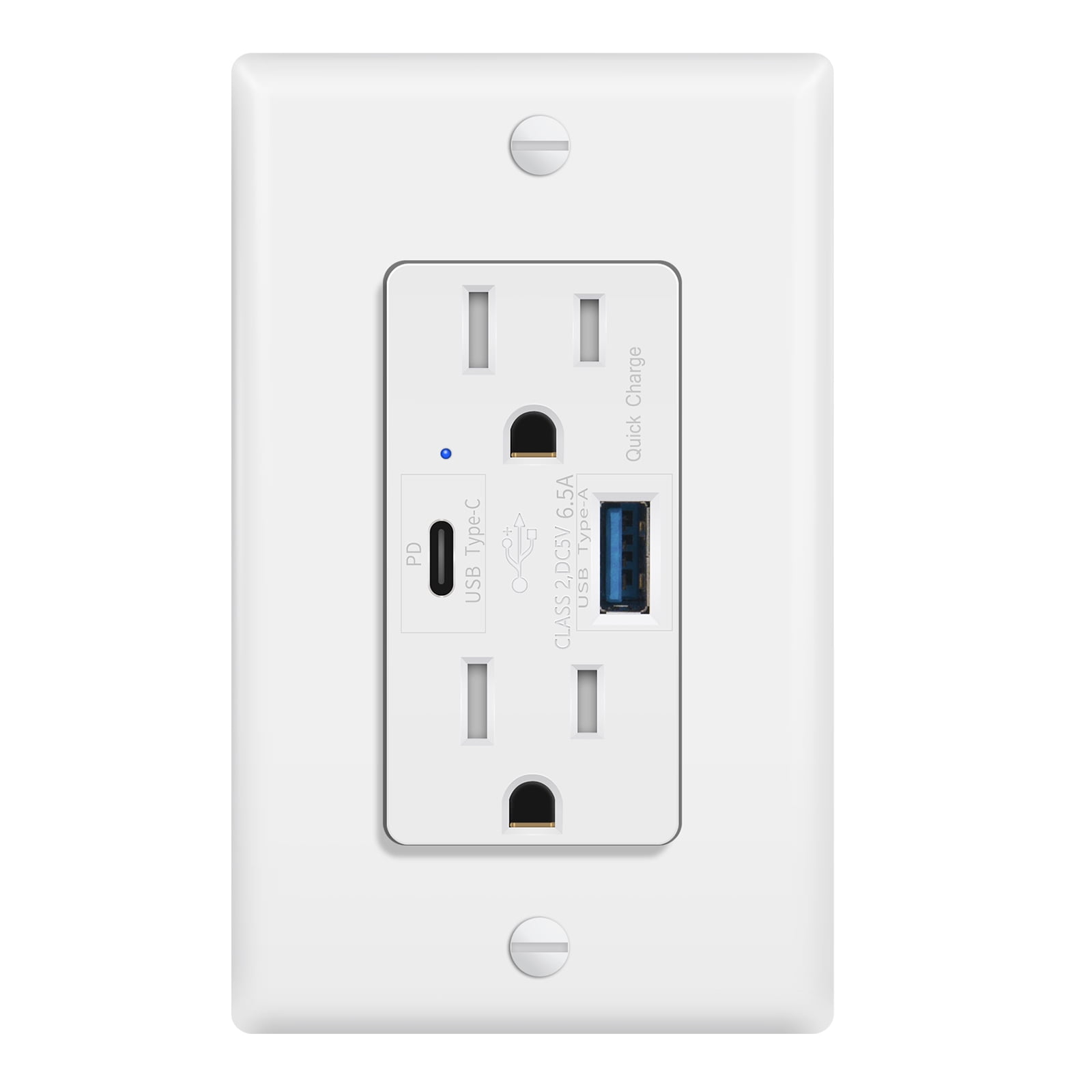 Greencycle USB C Wall Outlet PD3.0 65W GaN,1PK Type C Outlet Fast ...