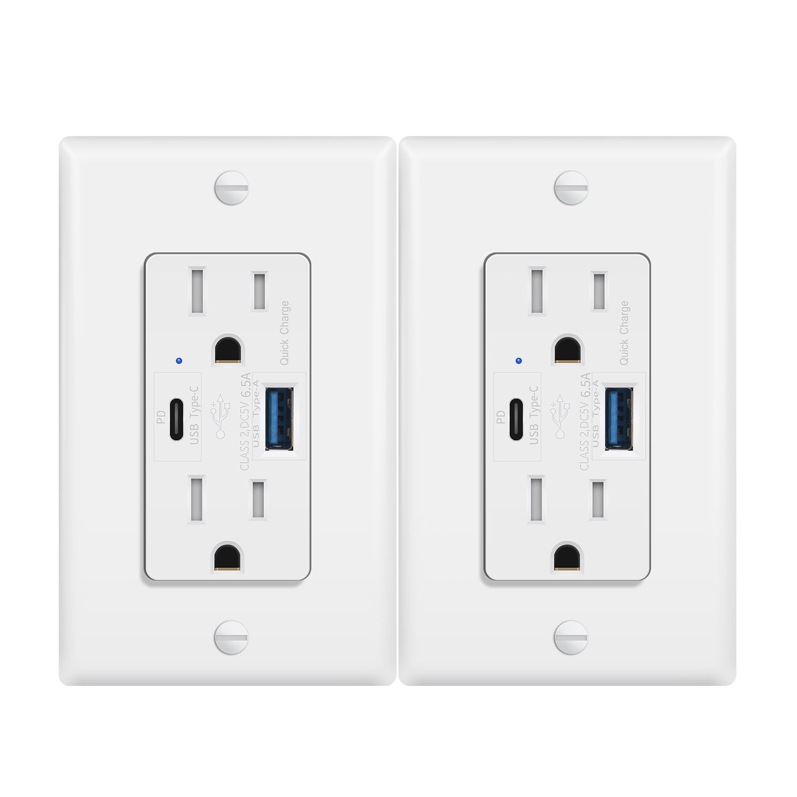 Greencycle USB C Wall Outlet PD3.0 65W GaN,2PK Type C Outlet Fast ...