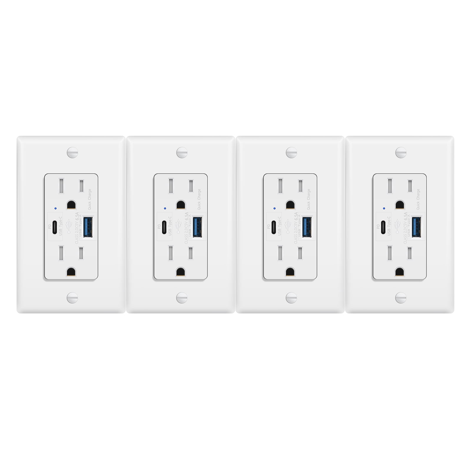 Greencycle USB C Wall Outlet PD3.0 65W GaN,4PK Type C Outlet Fast ...